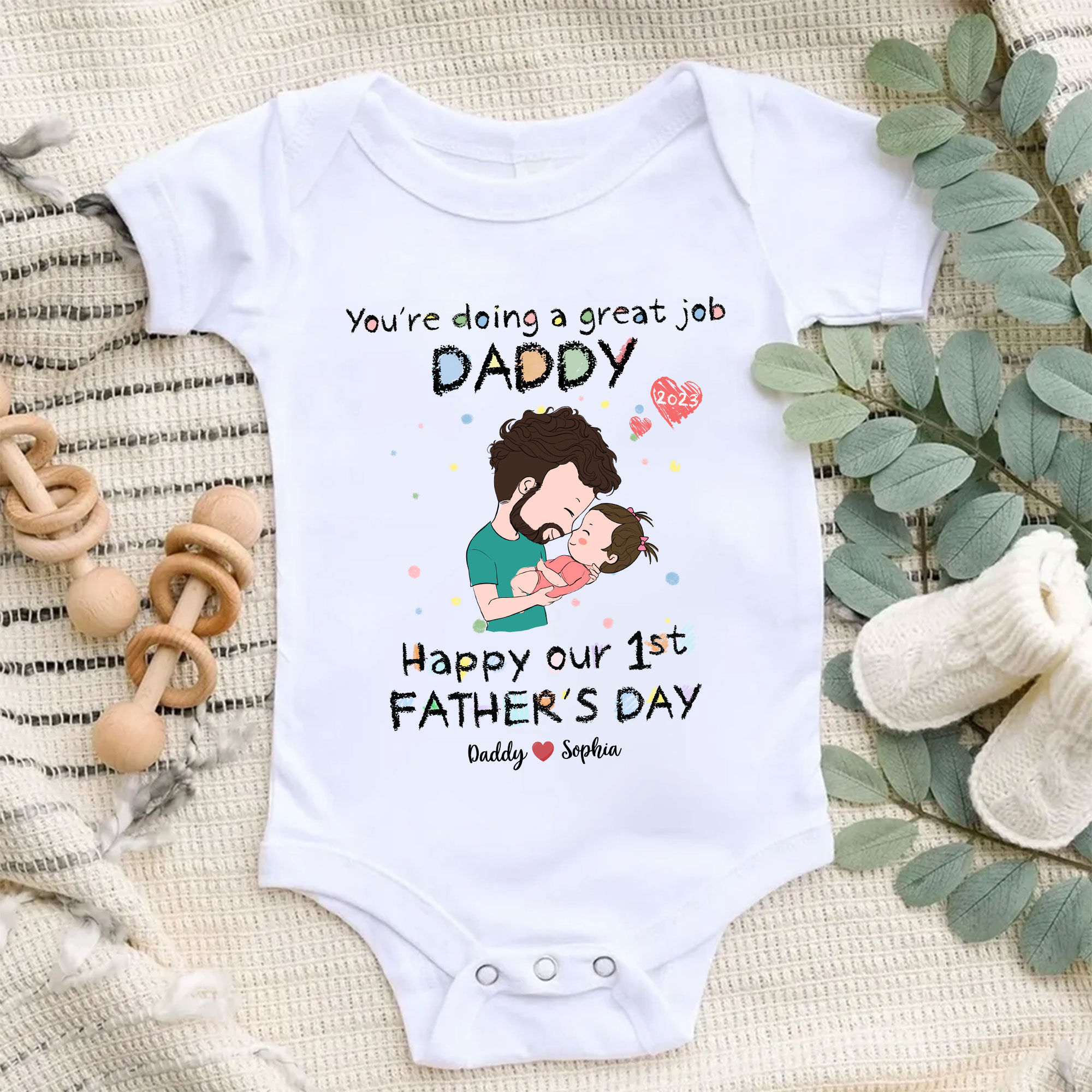 Custom Baby Onesies - You're doing a great job Daddy - Happy Our 1st ...