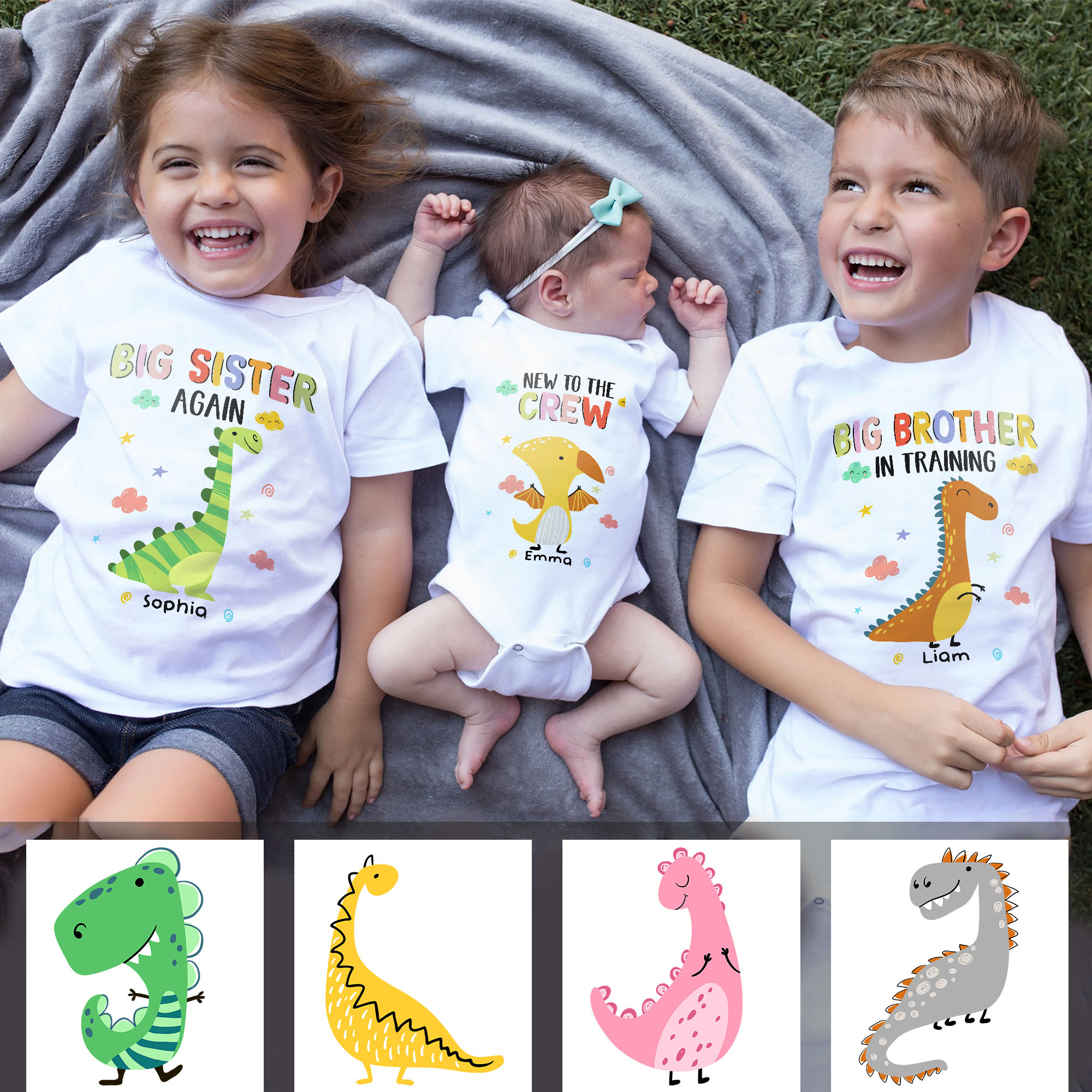Custom Family - Big Sister, Big Brother, New To The Crew - Matching ...