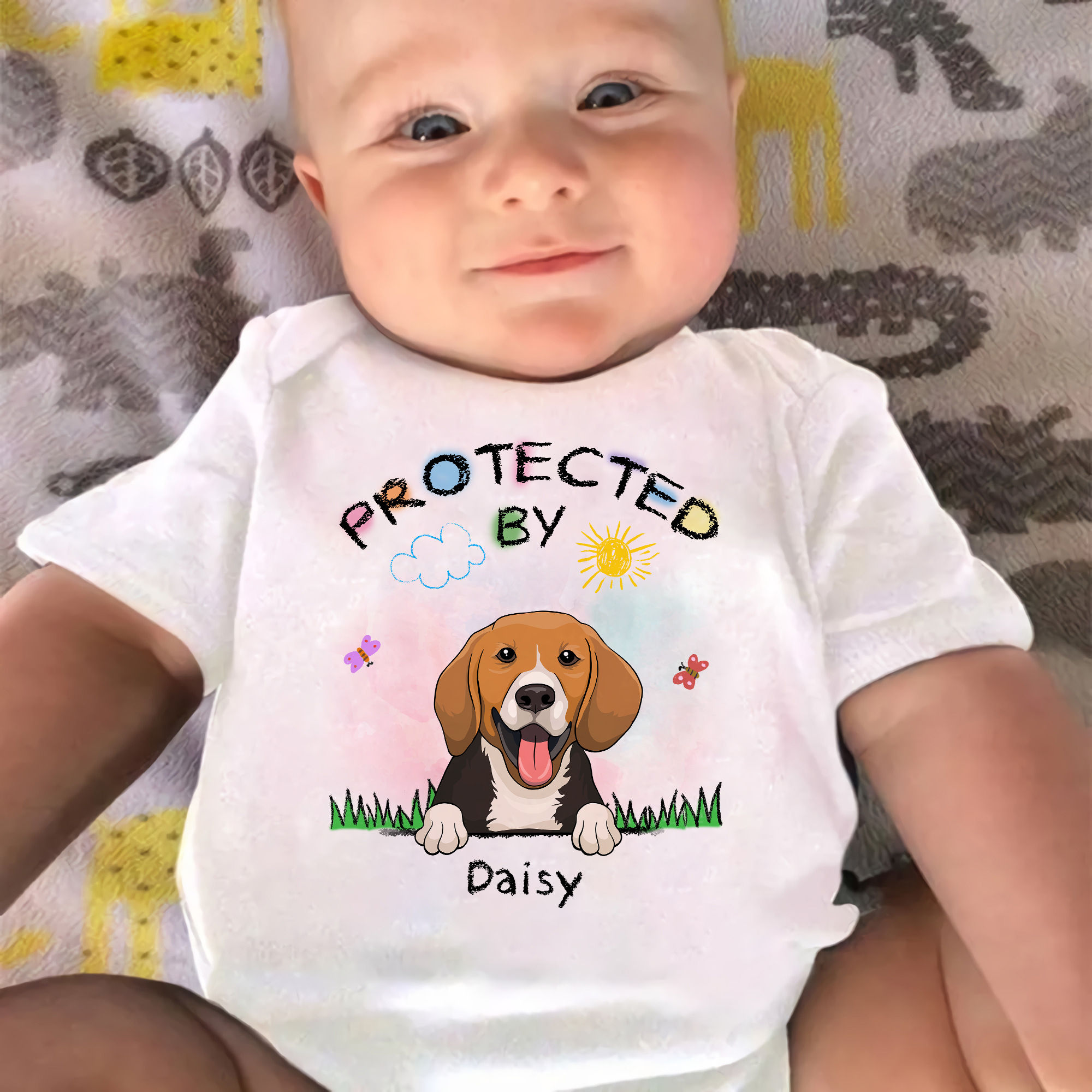 Custom Baby Onesies - Protected By - Personalized Onesie