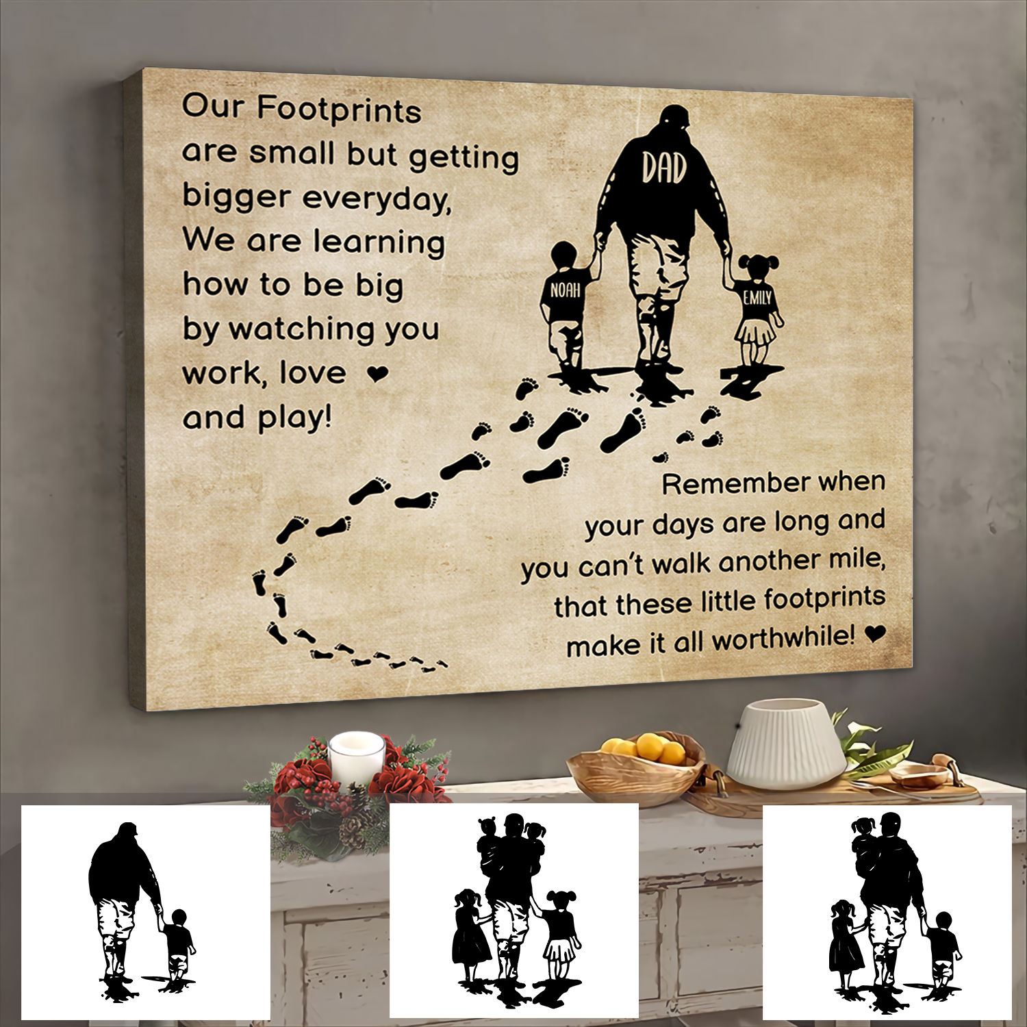Father's Day Gift - Father & Children - Our Footprints are small but ...