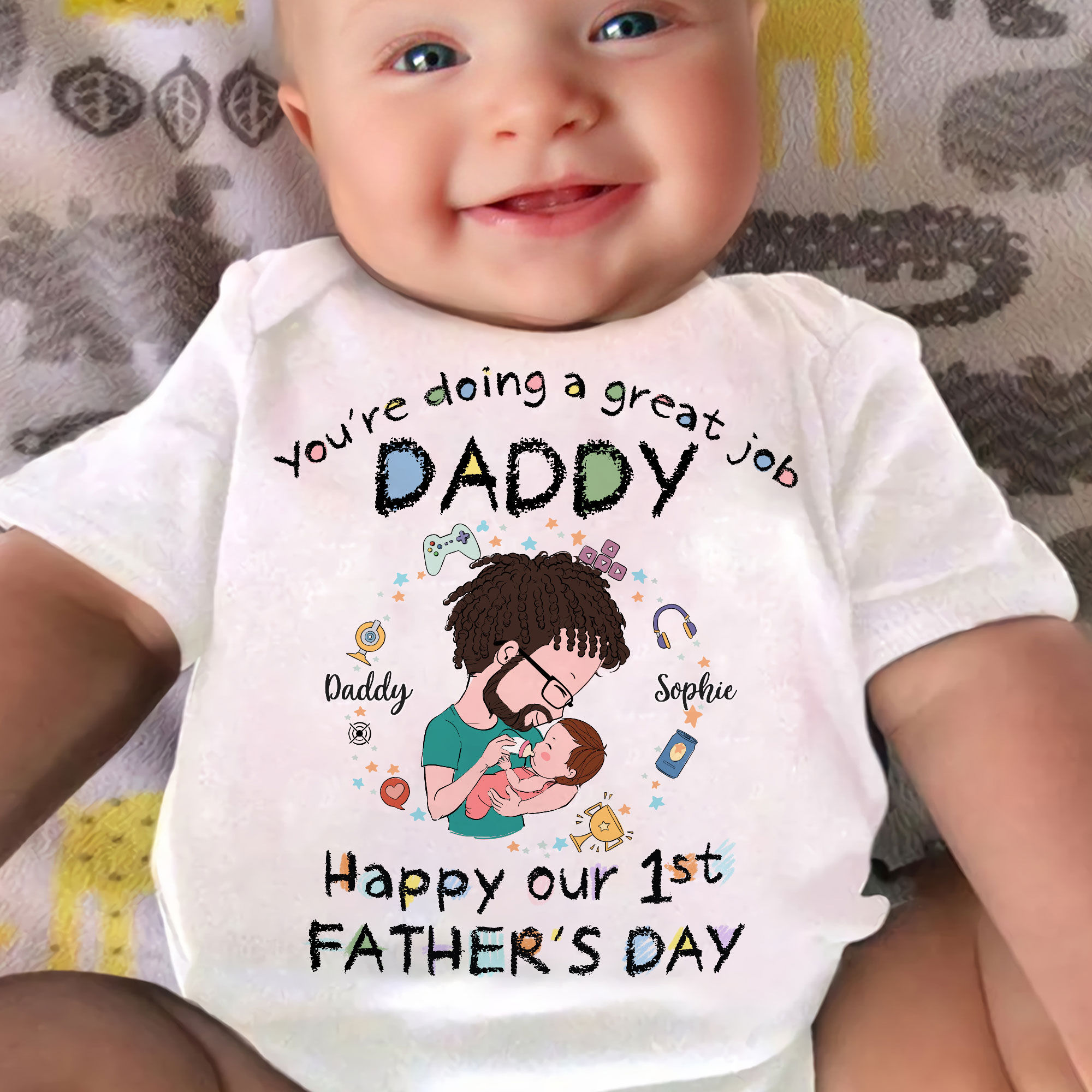 Custom Baby Onesies - You're doing a great job Daddy - Happy Our 1st ...