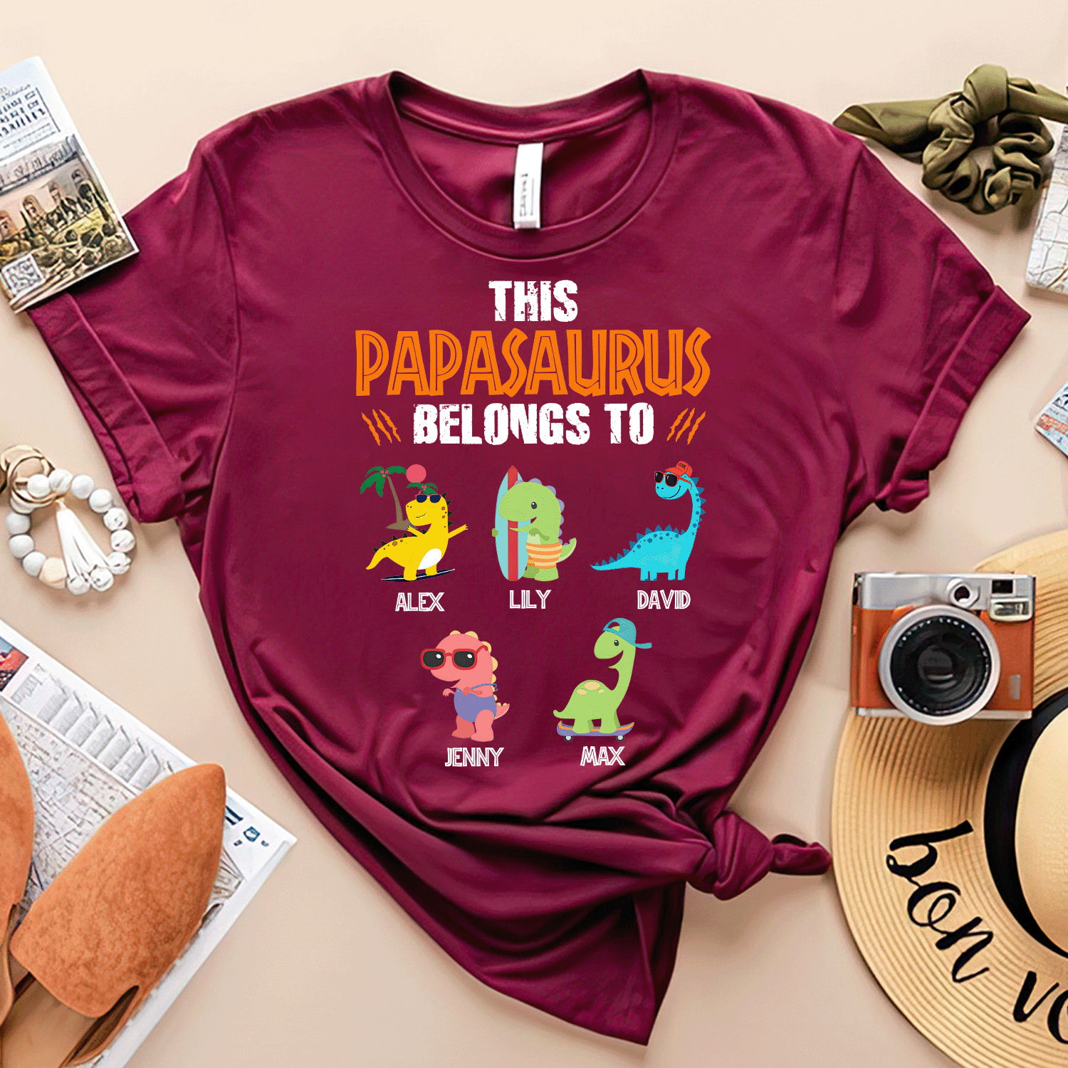 Father's Day Gift - Personalized Papasaurus, Dadasaurus Shirt, Funny ...