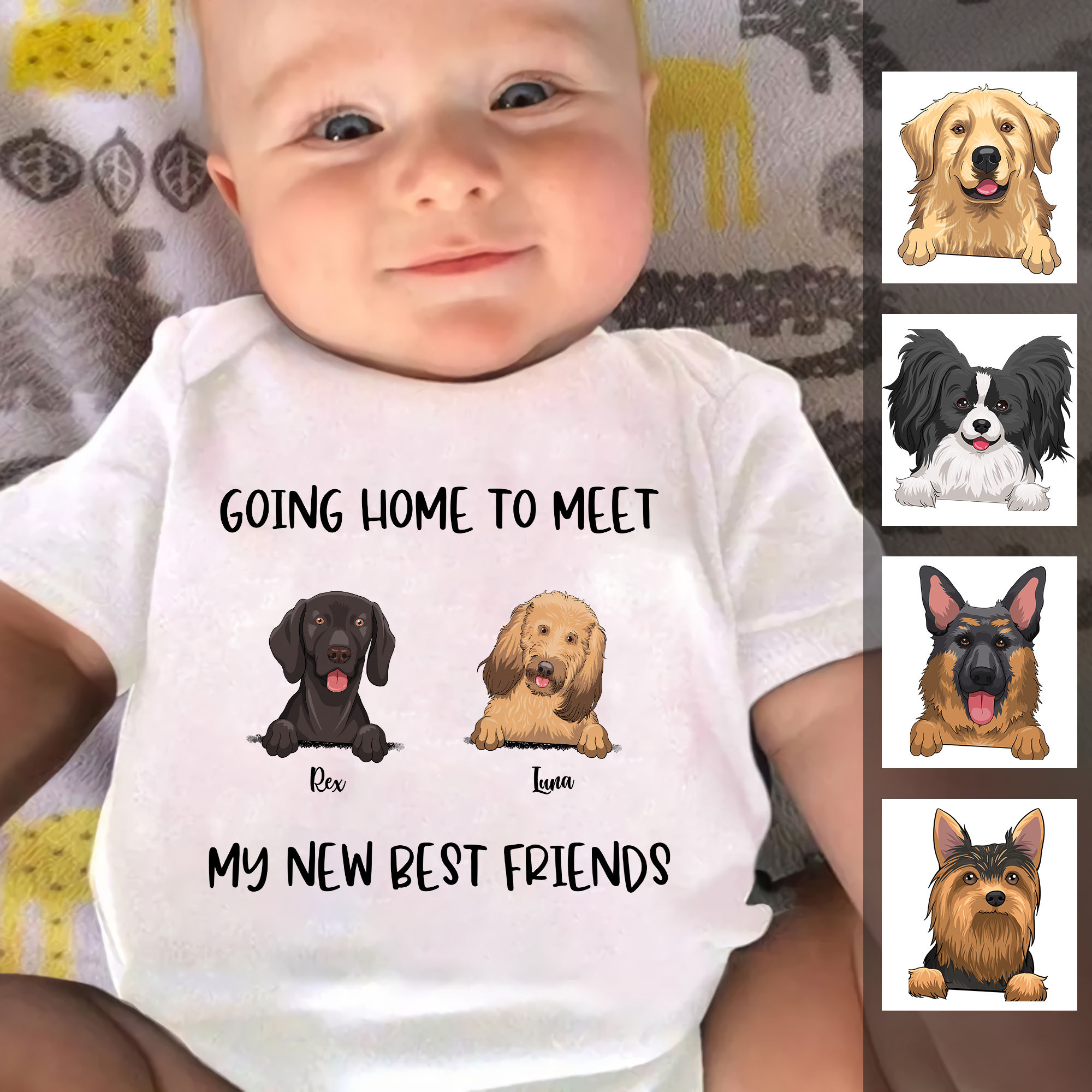 Custom Baby Onesies - Going Home to Meet My New Best Friends (34605 ...