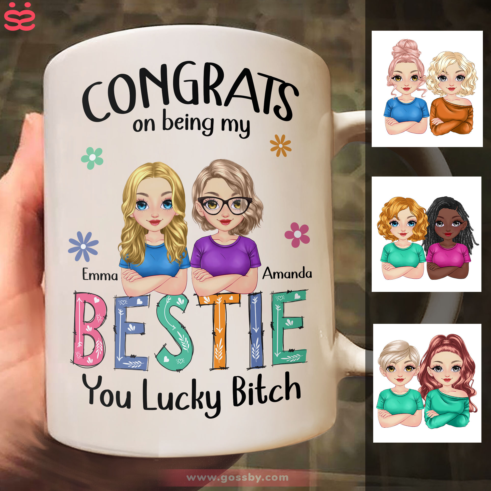 Sisters/Friends - Congrats on being my Bestie - Personalized Mug