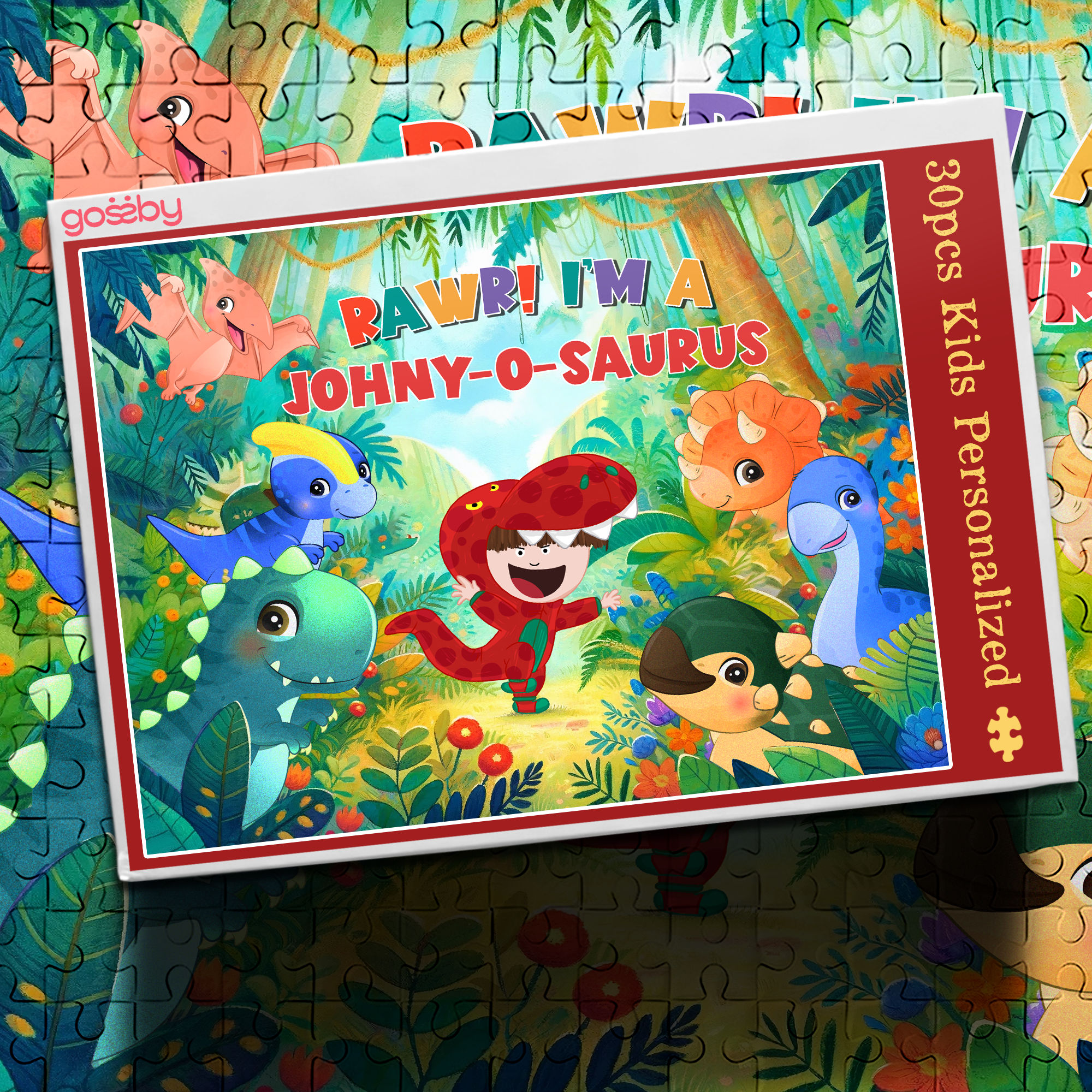 Jigsaw puzzle for Kids - Rawr! I'm A Dino Saurus - Personalized Puzzle