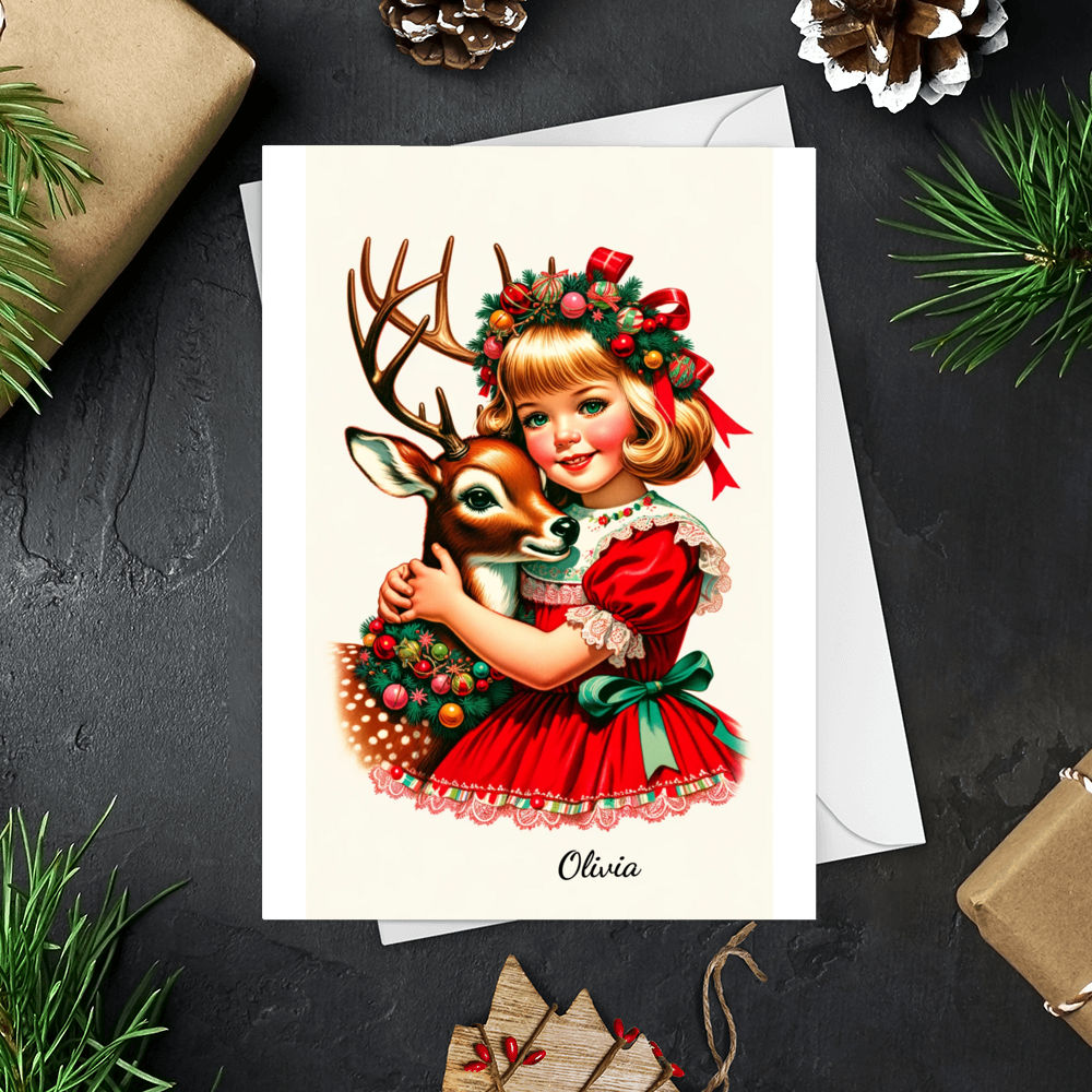 Trending Christmas Card - Christmas Card - Vintage Cute Christmas Girl ...