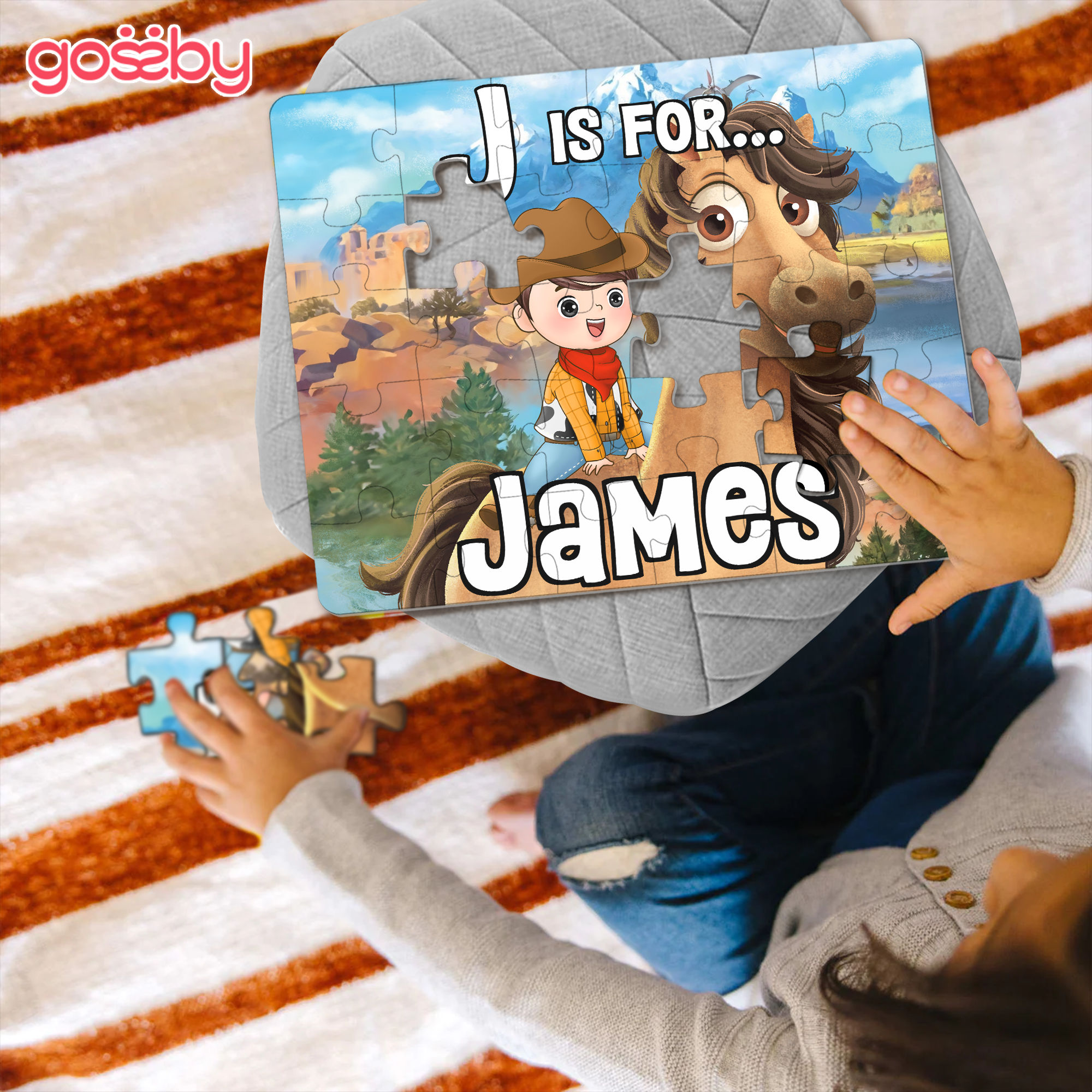 Jigsaw Puzzle Personalized - Cowboy kid (41548) BG1 - Personalized Puzzle