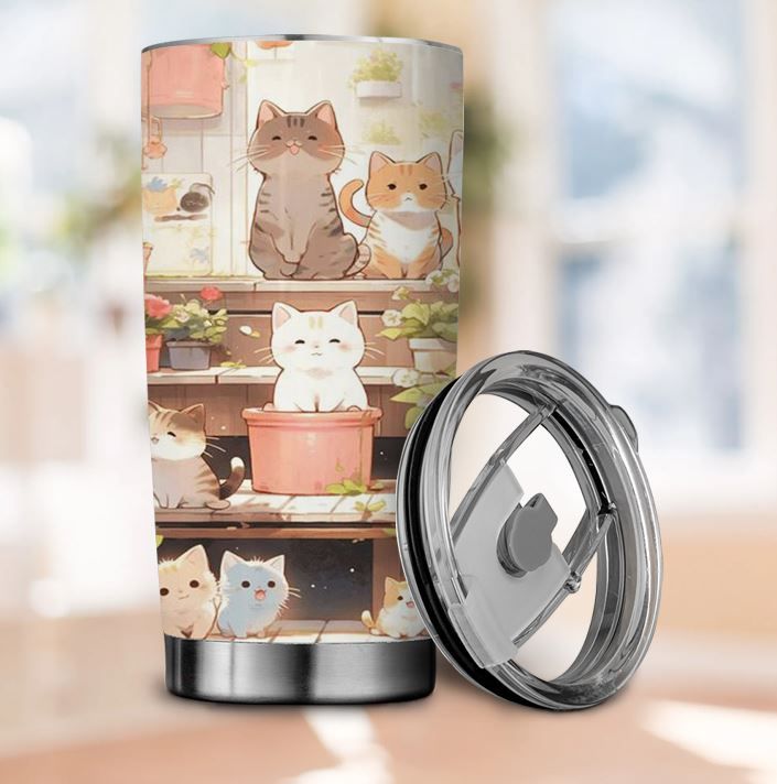 Funny Cats - Cute Cats Travel Coffee Tumbler Stainless Steel Vacuum ...