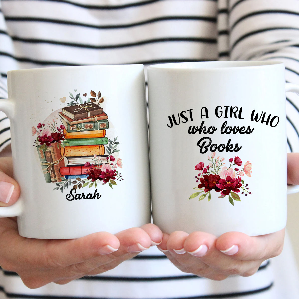 Girl and Book Mug - Personalized Girl and Book Mug, Just A Girl Who ...