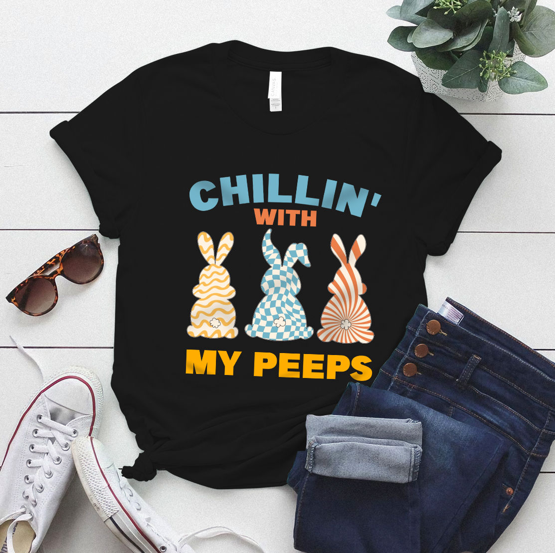Easter 2024 - Chilling With My Peeps Shirt, Easter Rabbit Shirt, Family