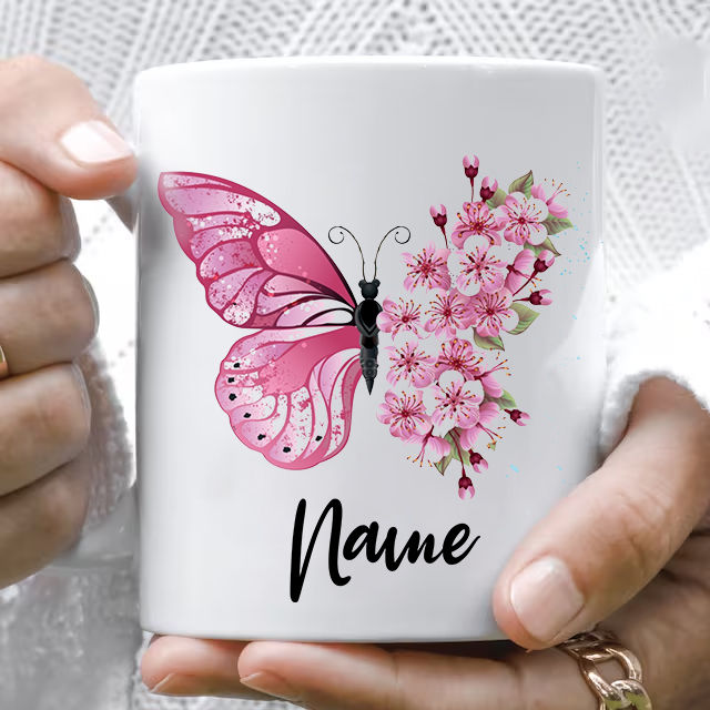 Pink Butterfly - Personalized Butterfly Mug, Pink Butterfly Mug, Mug ...