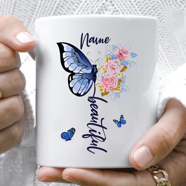Blue Butterfly - Personalized Butterfly Mug, Blue Butterfly Mug, Mug ...