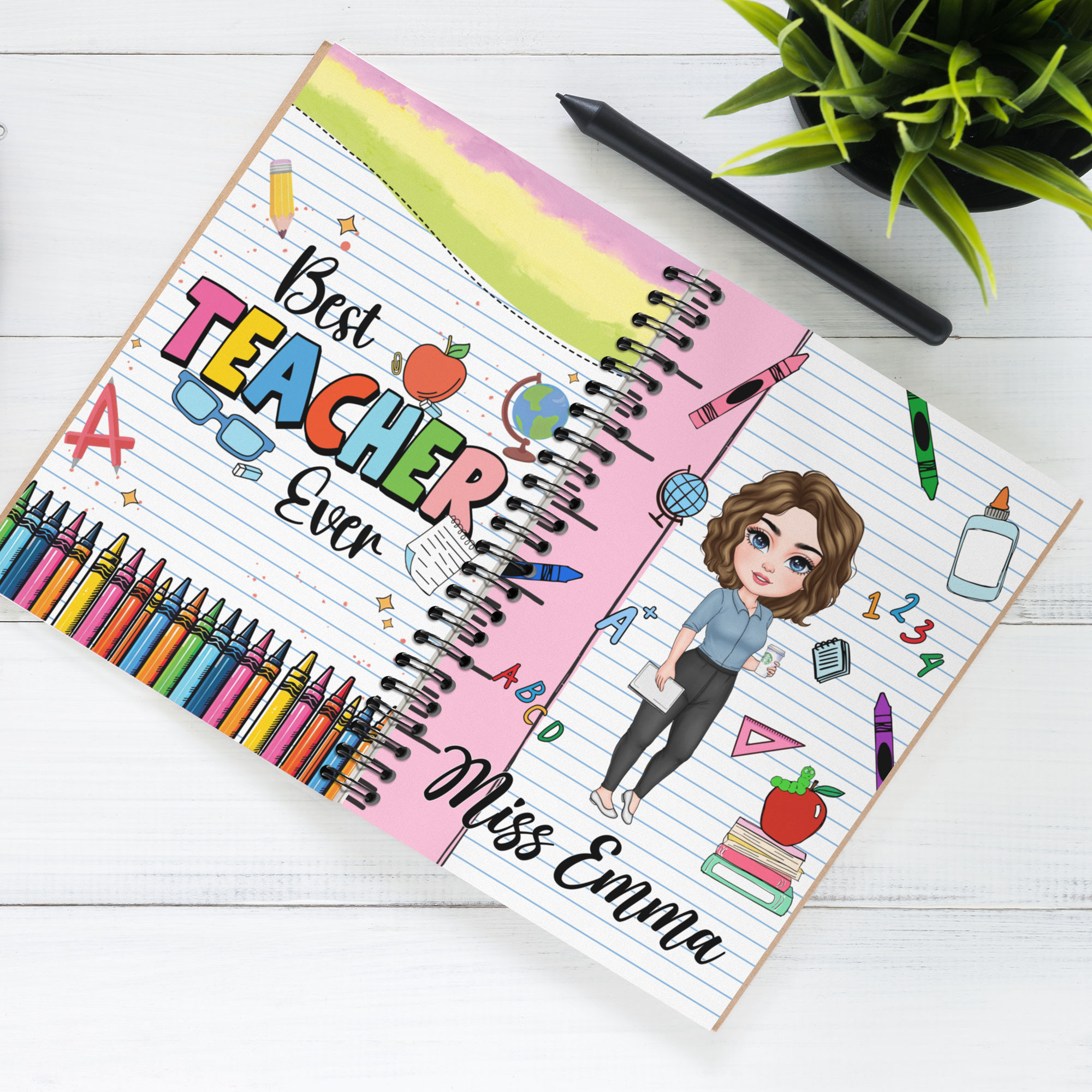 Personalized Notebook - Best Teacher Ever - Teacher Notebook - Gift for ...