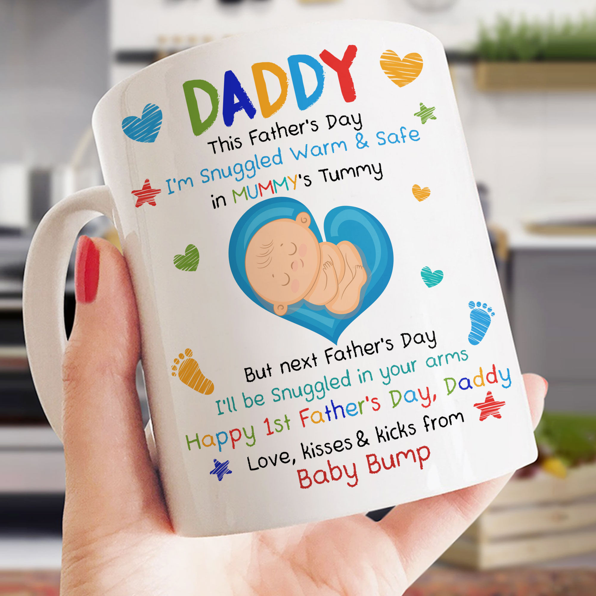 Personalized Mug - Lovely Baby Bump Mug - Happy First Daddy's Day ...