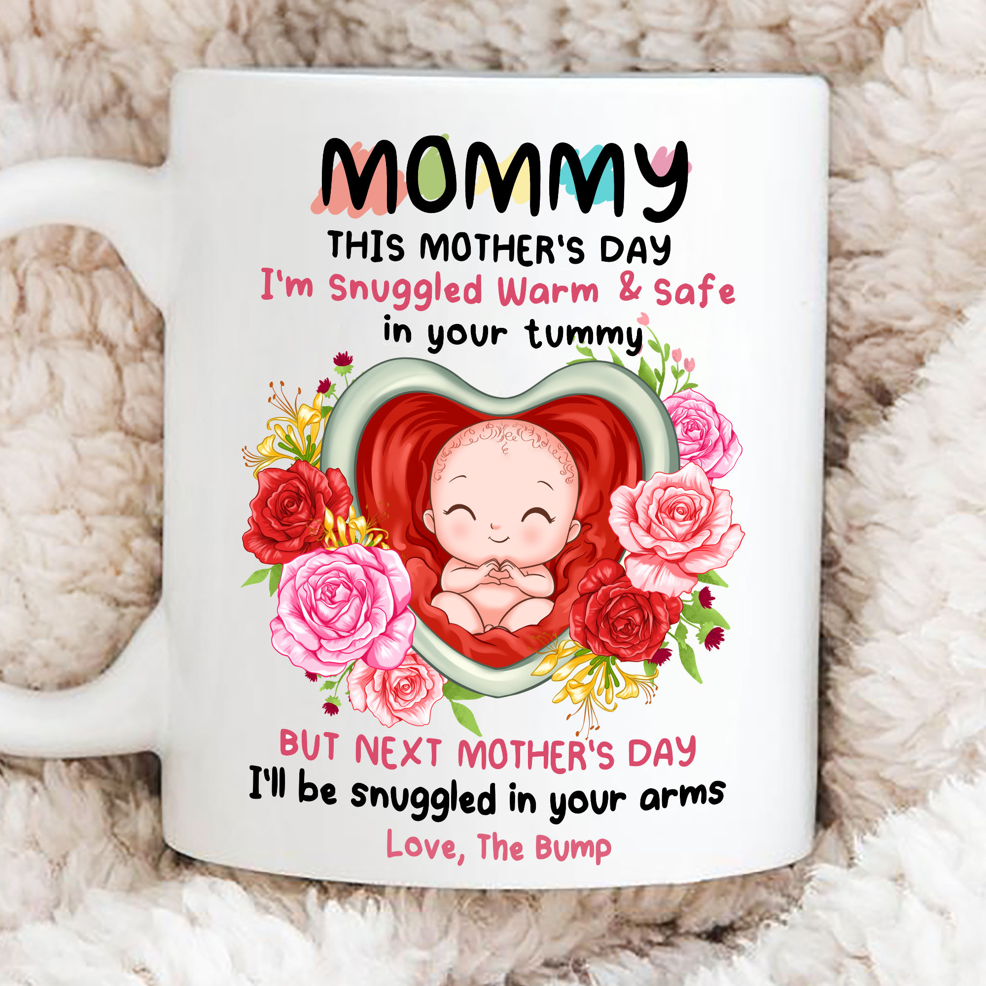 Personalized Mug - Lovely Baby Bump - I'll Be Snuggled In Your Arms ...