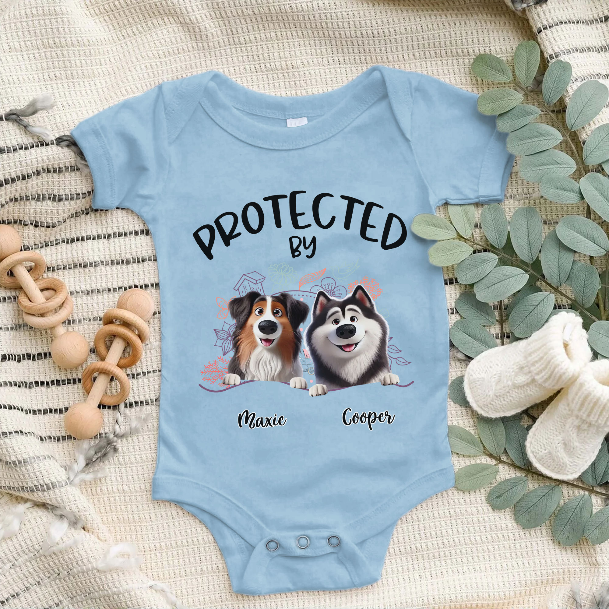 Dog Lovers Gifts - Protected by Dog - Baby Onesie Personalized ...