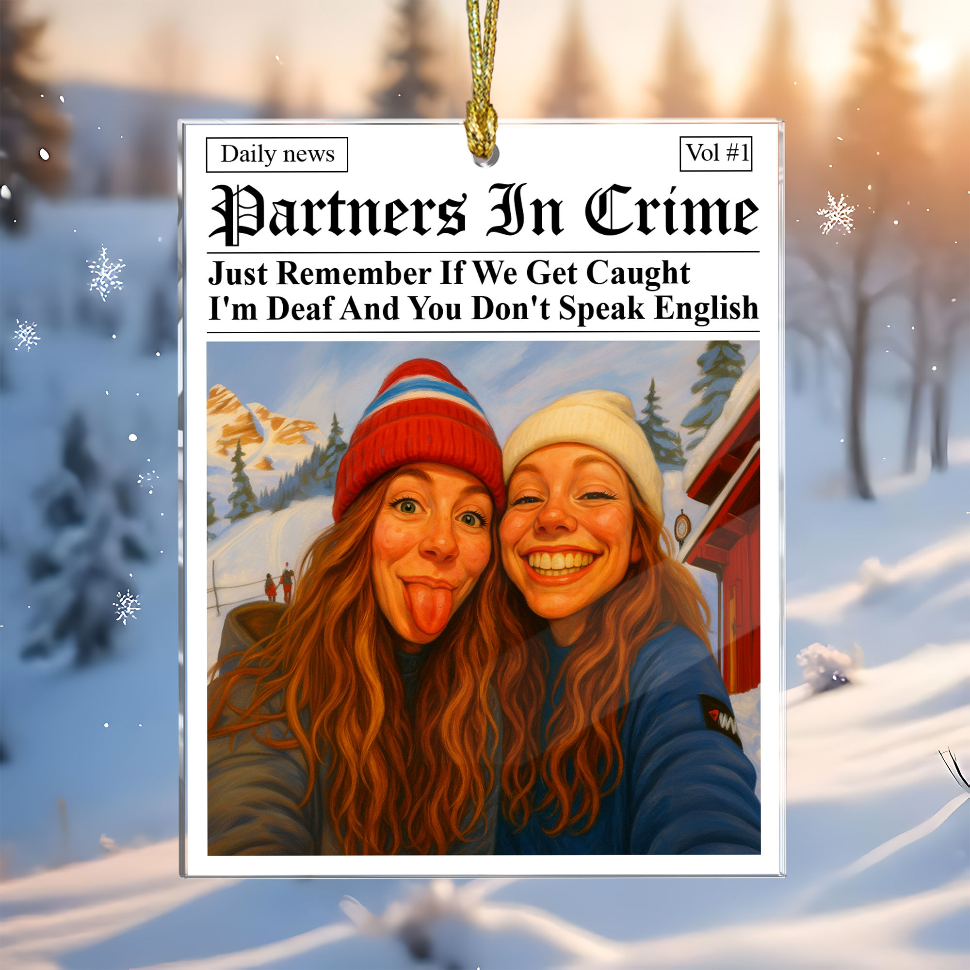 Acrylic Ornament Photo - Partners In Crime - Custom Cartoon Drawing ...