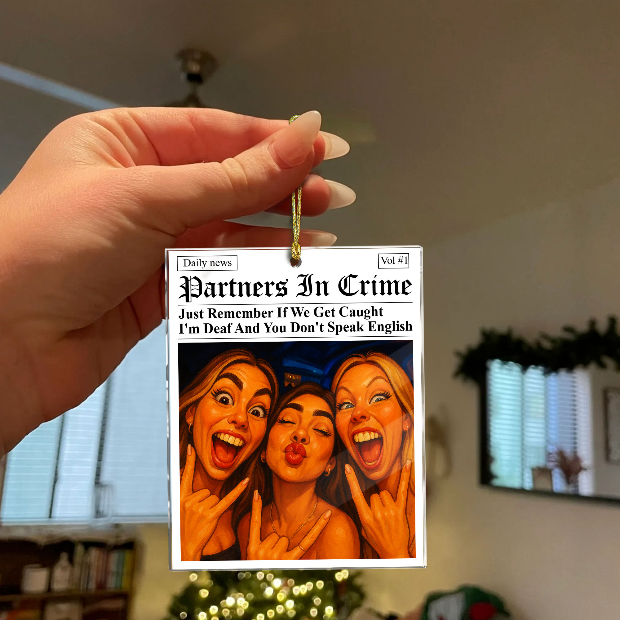 Acrylic Ornament Photo - Partners In Crime - Custom Cartoon Drawing ...