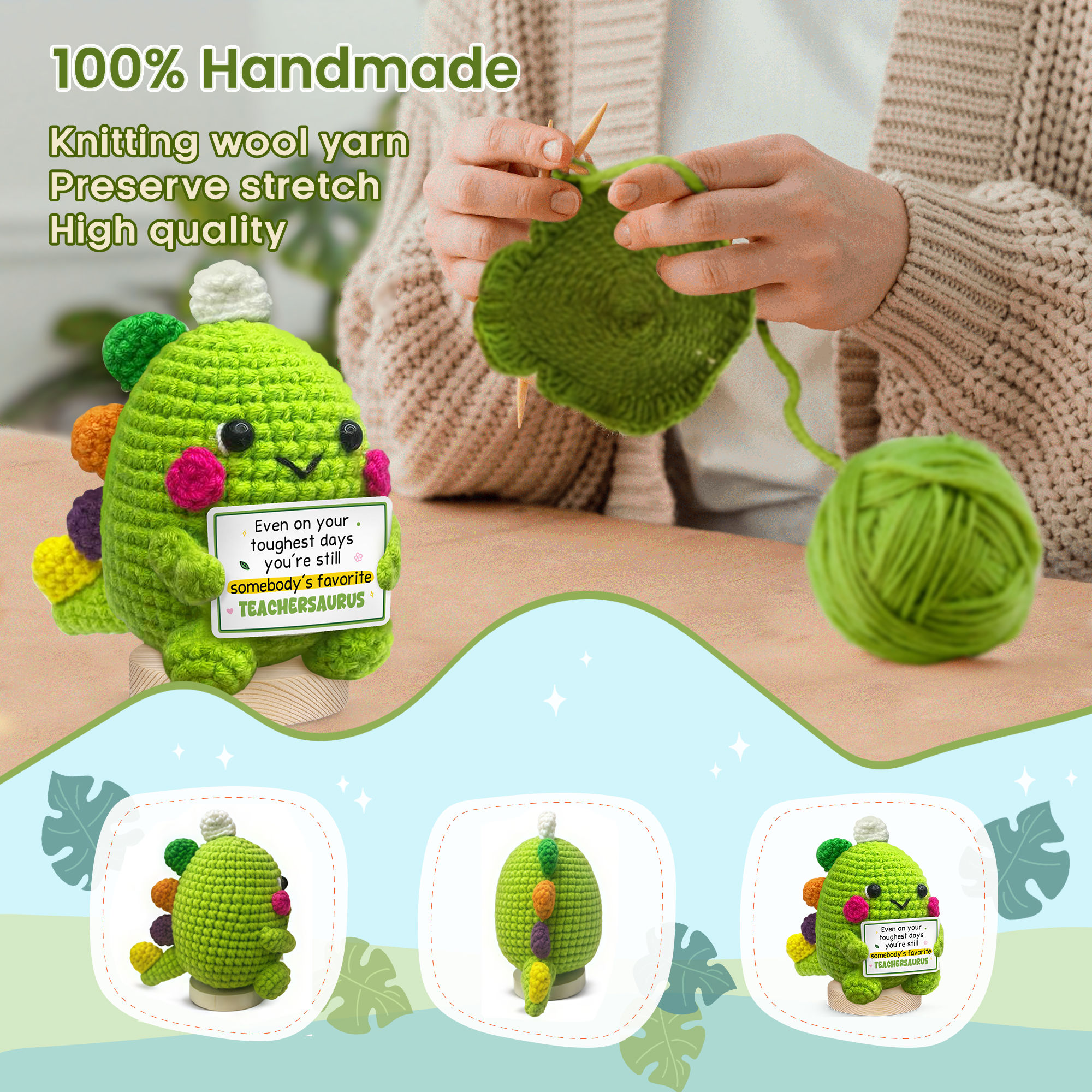 Gossby Handmade Crochet - Dinosaur Reminder Crochet, Positive Dinosaur ...