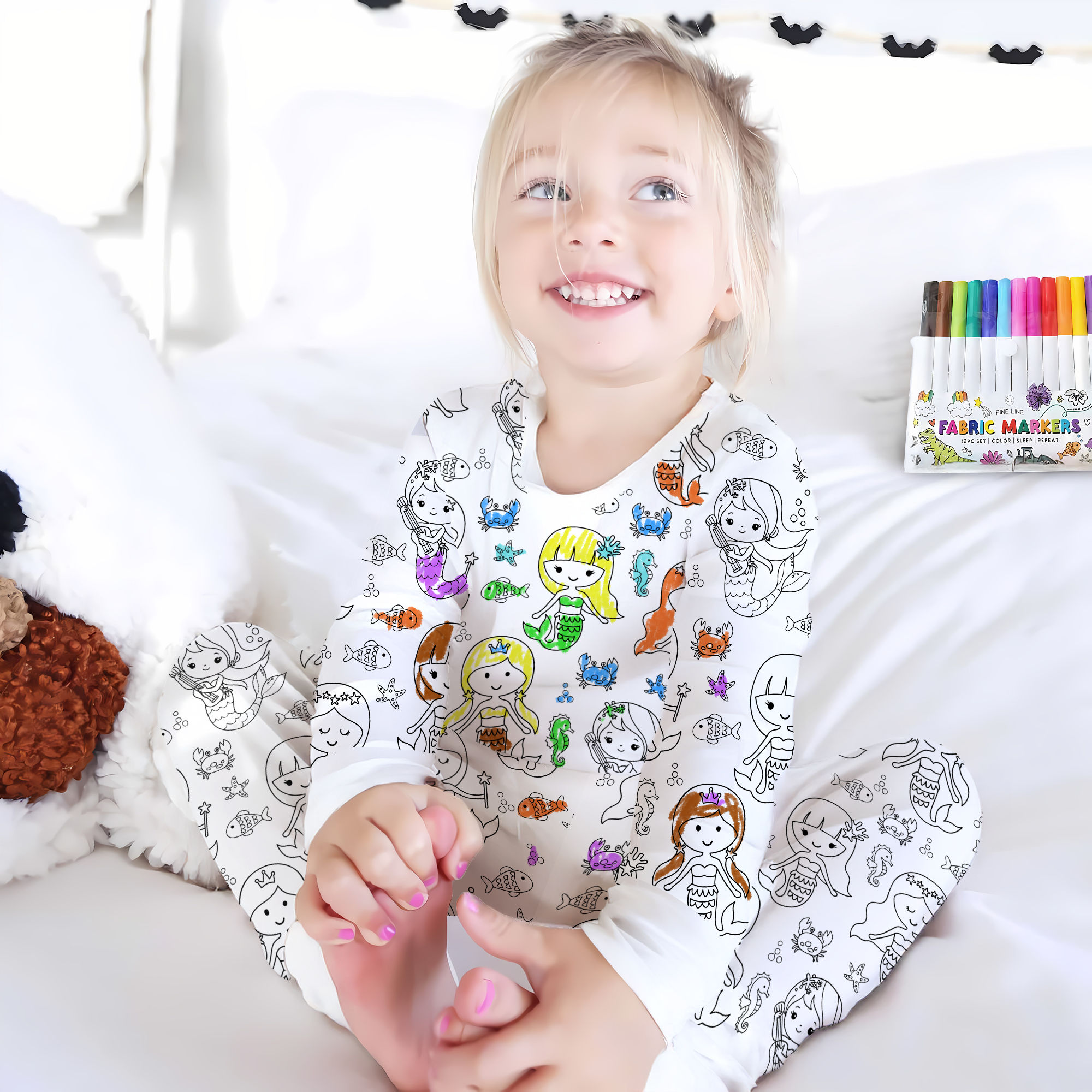 Color Your Own - Colorable Pajama Set Fabric Markers Included For Kid ...