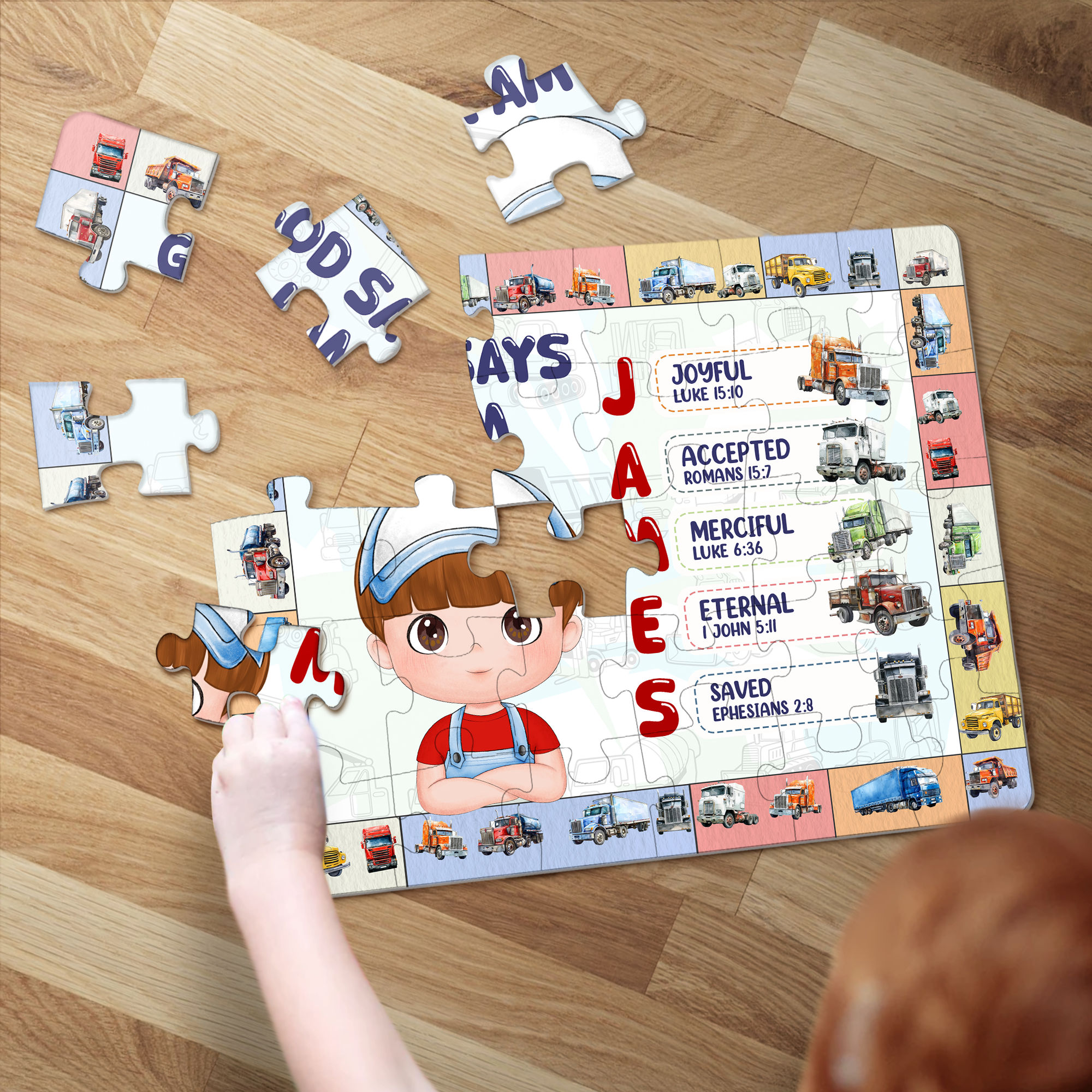 Christmas Gift 2025 - Dream Job - Truck Driver Puzzle - "God Says I Am ...