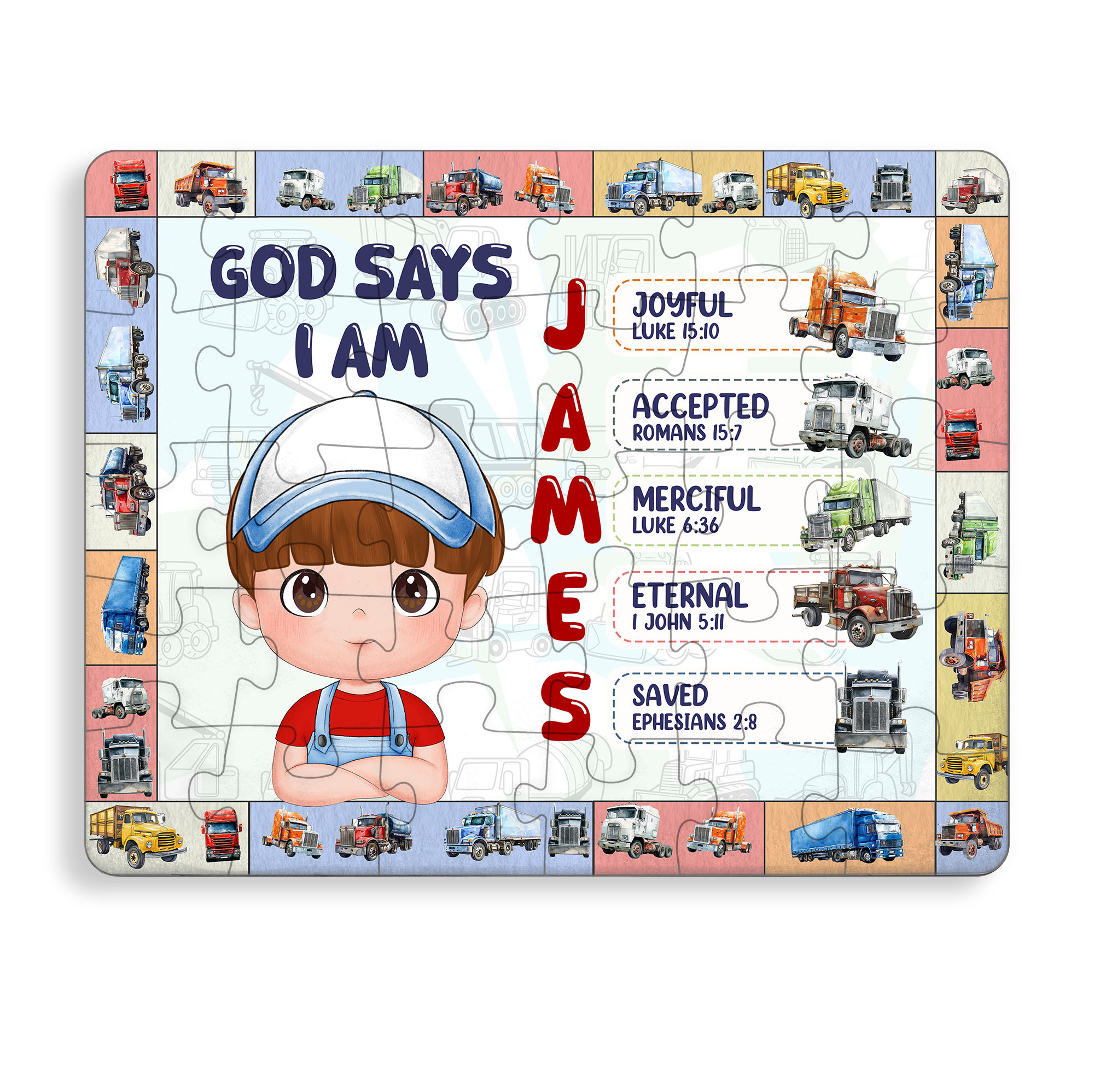 Christmas Gift 2025 - Dream Job - Truck Driver Puzzle - "God Says I Am ...