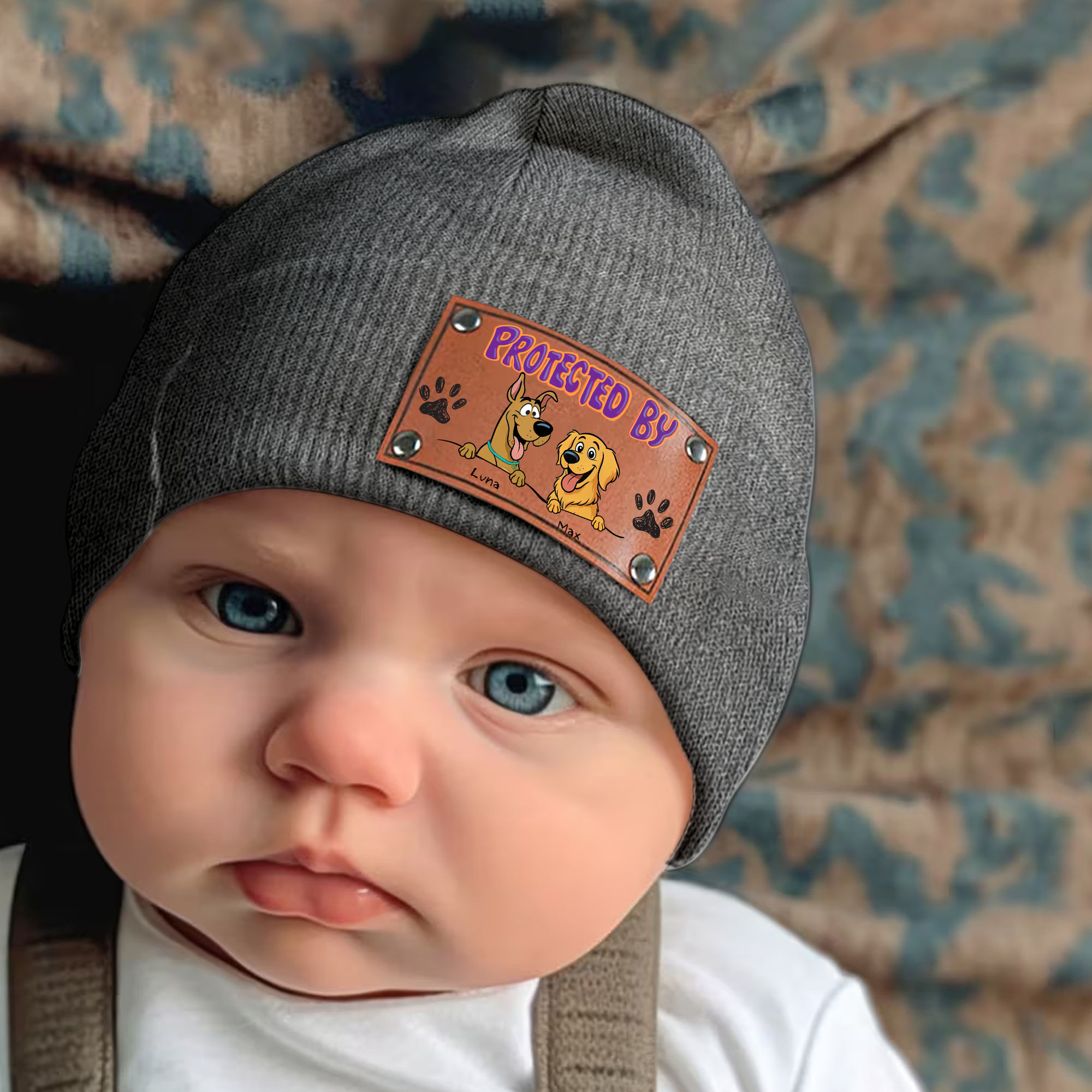 Baby Beanie - Personalized Christmas Name Letter 2025 - Cartoon pattern ...