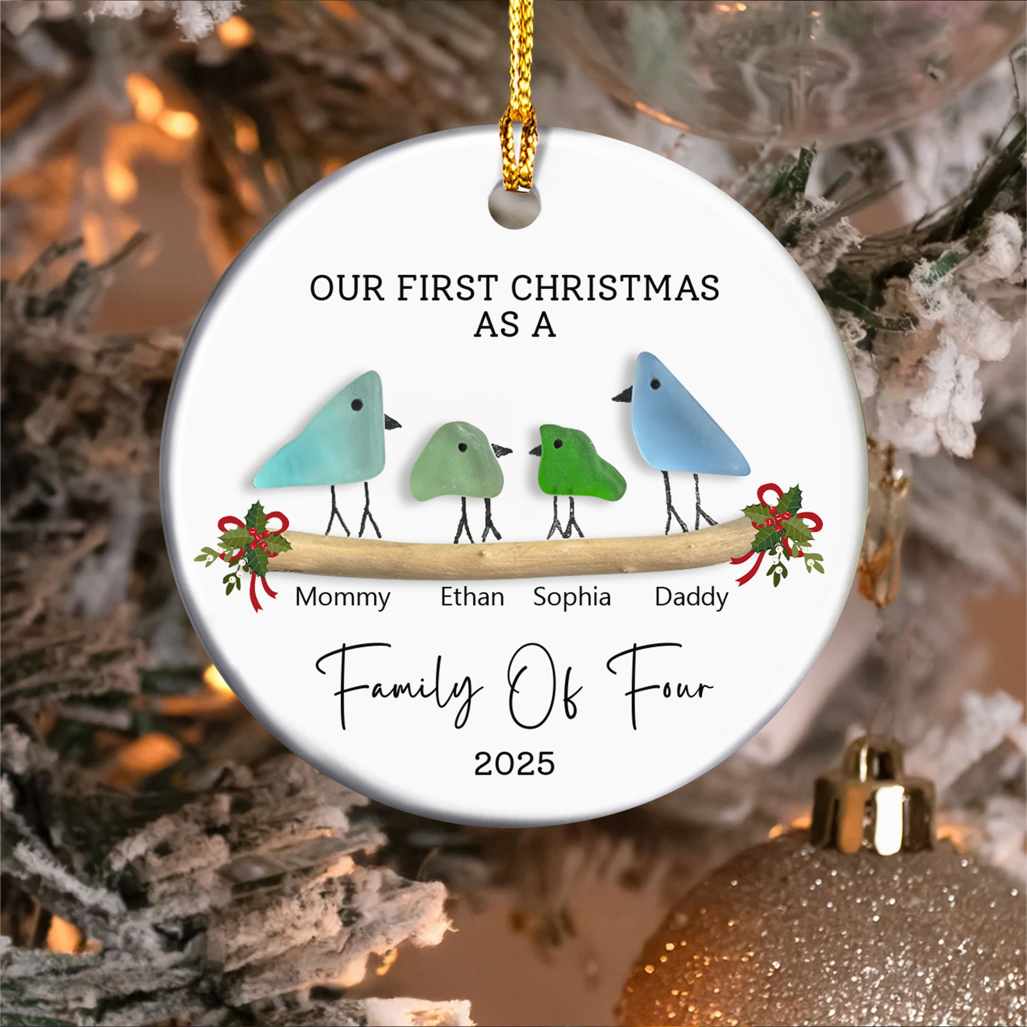 Christmas Ornament - Family First Christmas Sea Glass Effect Ornament ...