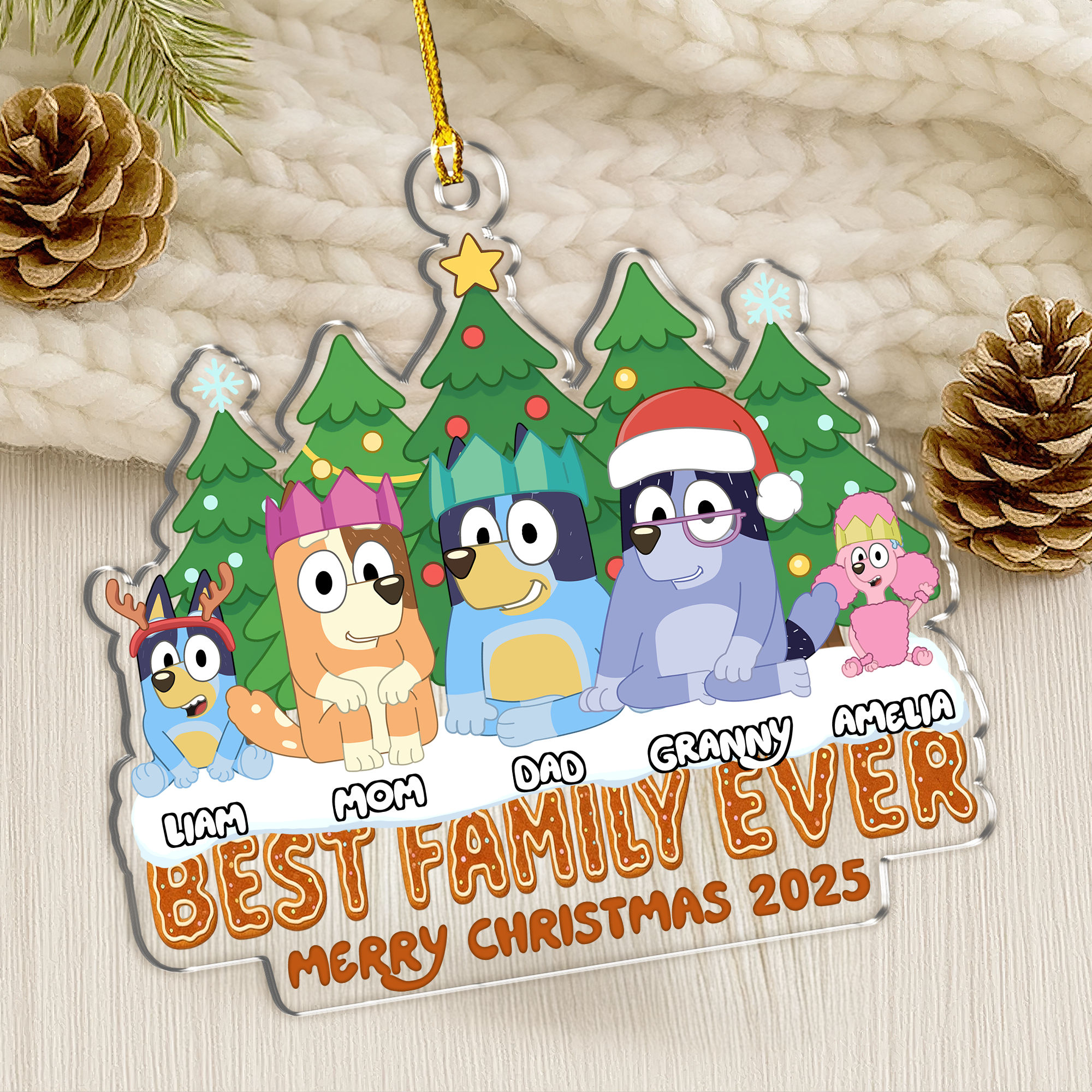 Bluey Family Ornament - Best Family Ever - Merry Christmas 2025 ...