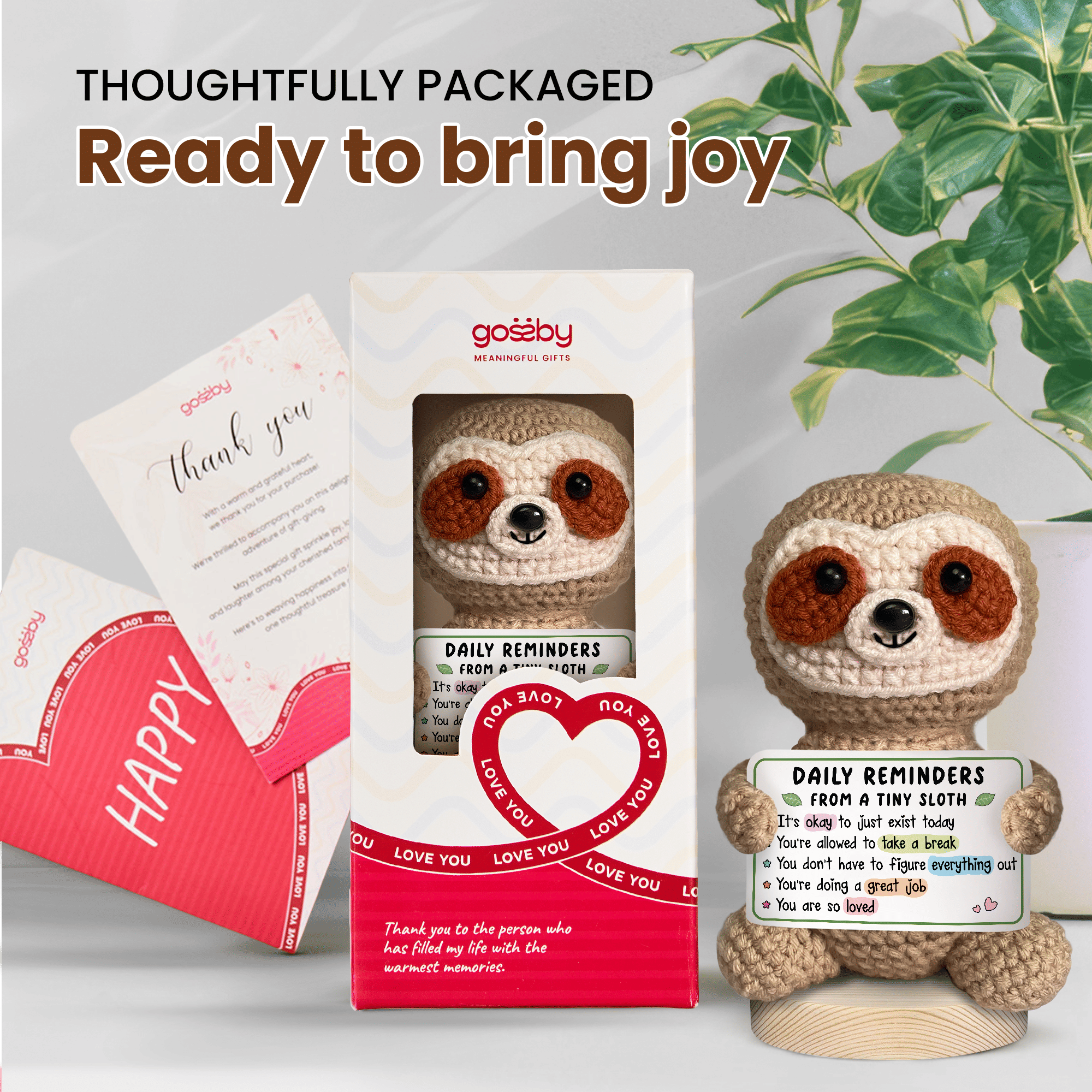 Gossby Handmade Crochet - Positive Sloth Crochet, Inspirational Message ...