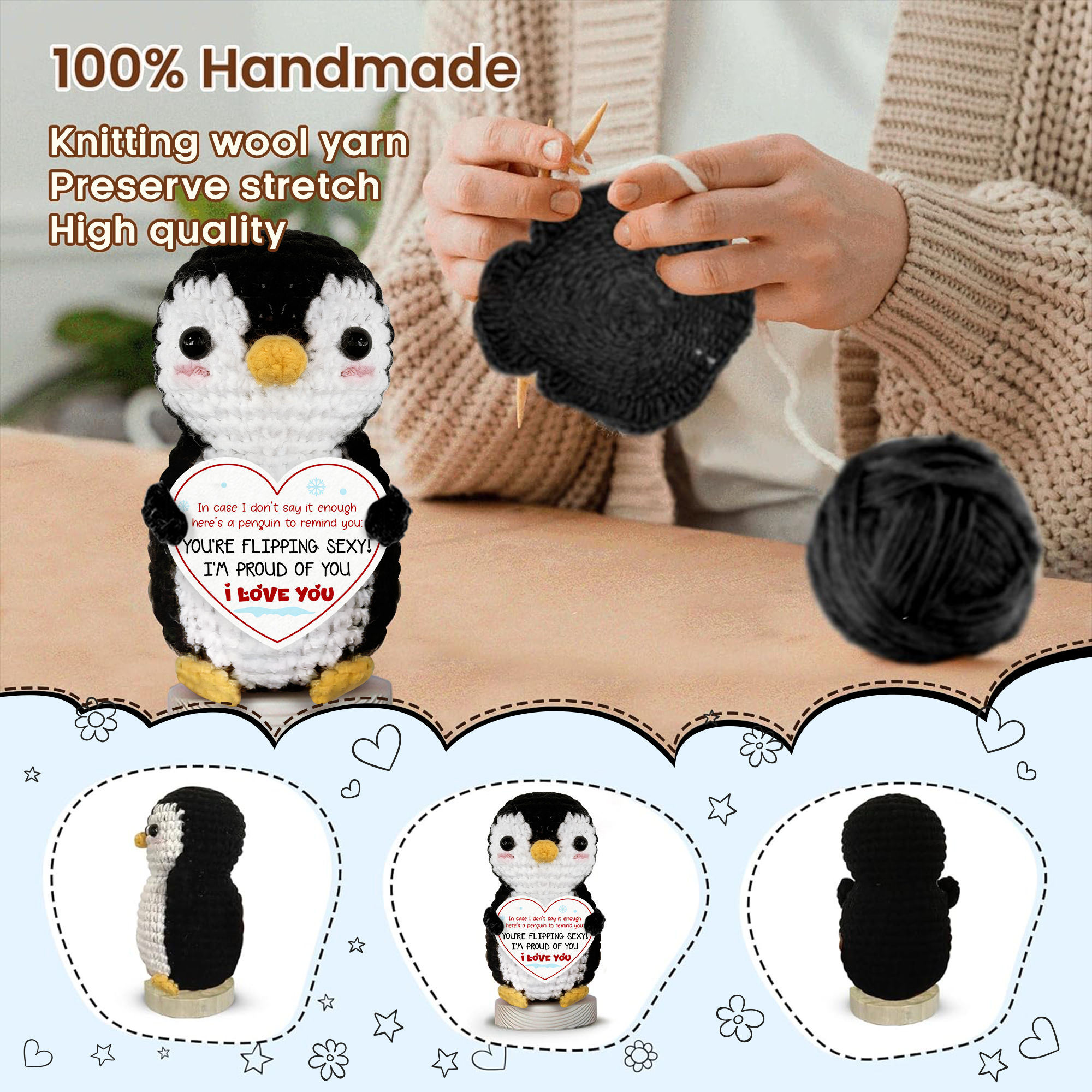 Gossby Handmade Crochet - Positive Penguin Crochet, Positive Doll, Gift ...