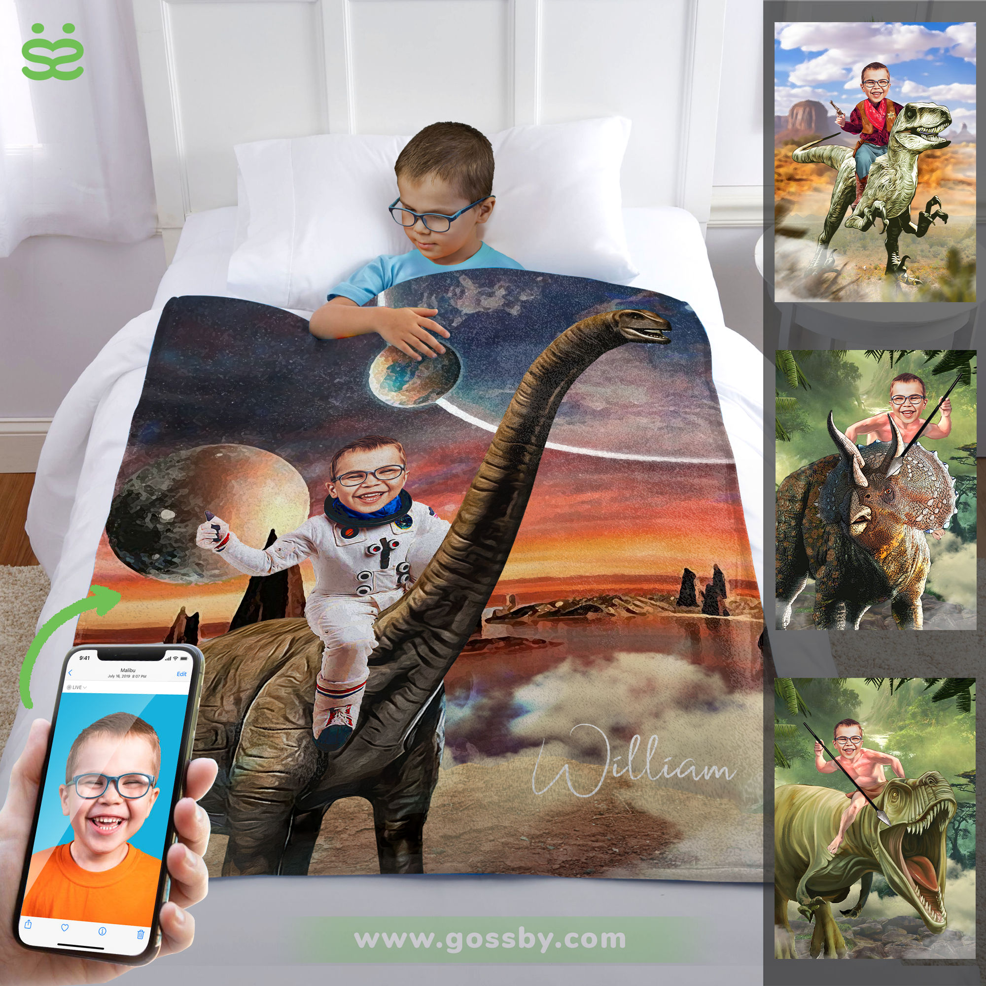 Photo Blanket - Ride on a Dinosaurs Blanket - Custom From Your Photos ...