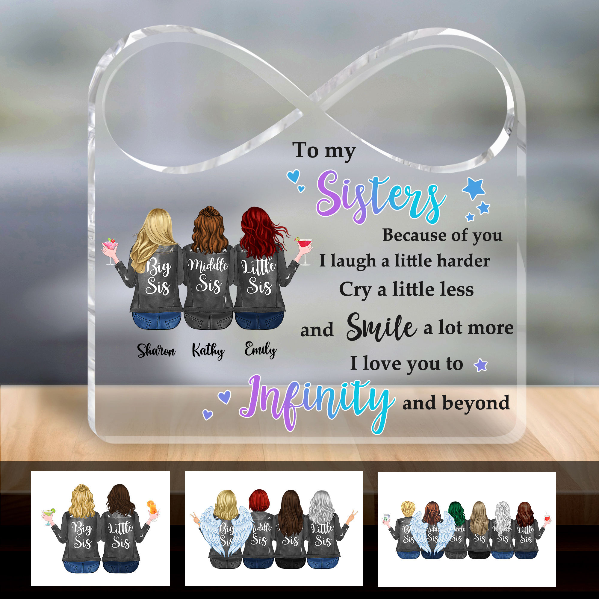 bonhd10luckyinc - Acrylic Infinity Plaque - To my sisters I love you to ...