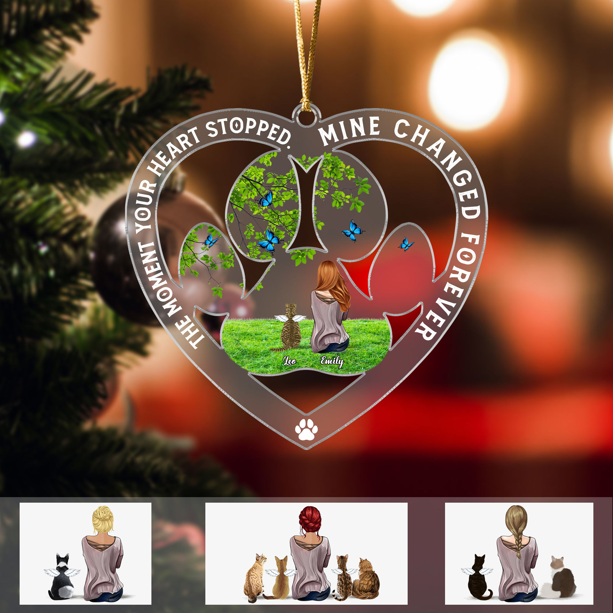 Acrylic Cat Heart Ornament - The moment your heart stopped Mine changed ...