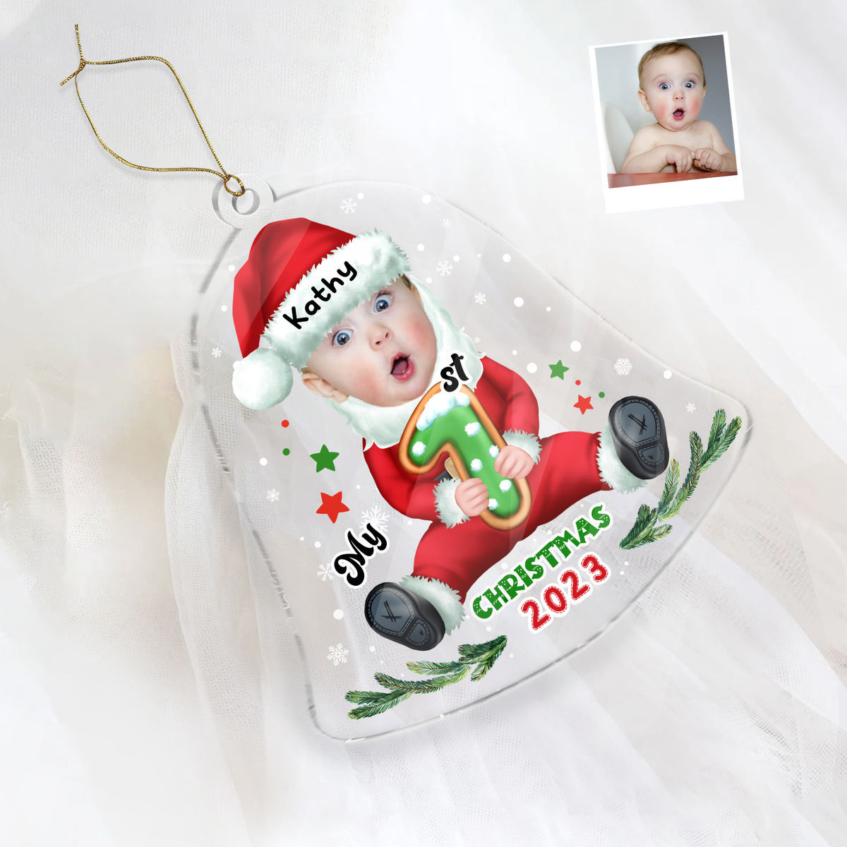 Photo Ornament - Custom Acrylic Ornament from Photo - Baby Onesie - My ...
