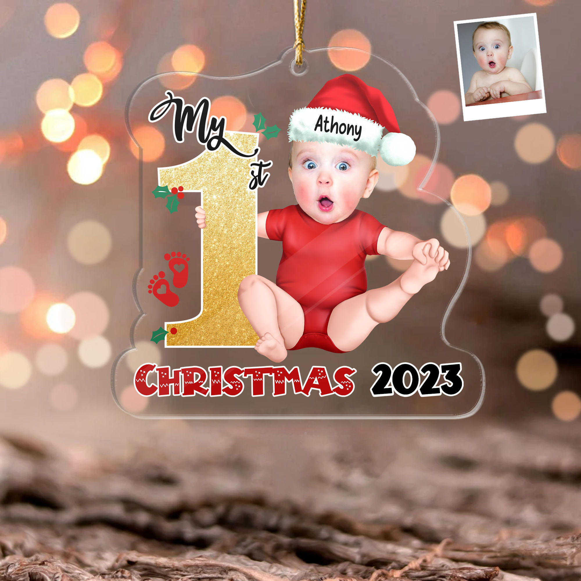 Photo Ornament - Custom Acrylic Ornament from Photo - Baby Onesie - My ...