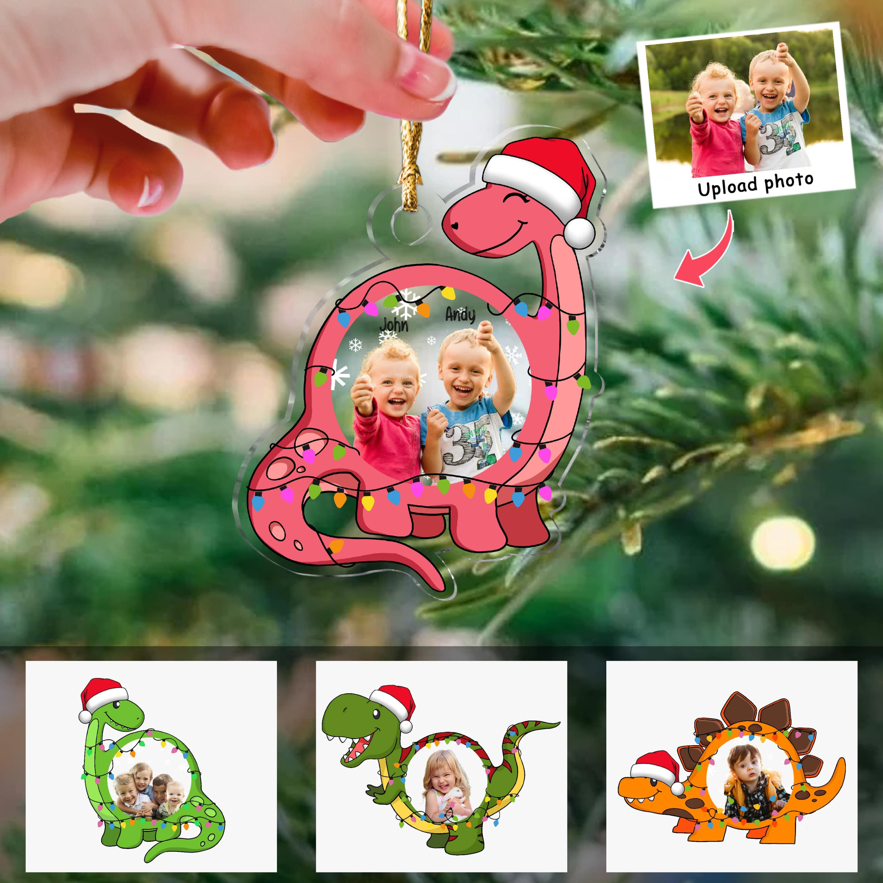 Photo Ornament - Custom Ornament from Photo - Christmas Dinosaur ...