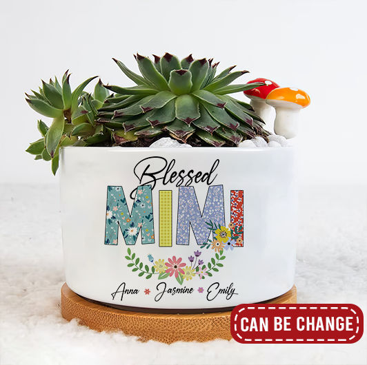 Mother's Day 2023 - Personalized Blessed Flowers Plant Pot, Custom Mom ...