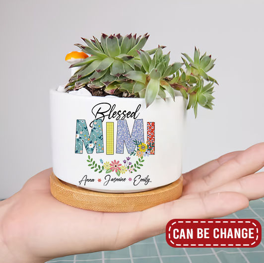 Mother's Day 2023 - Personalized Blessed Flowers Plant Pot, Custom Mom ...