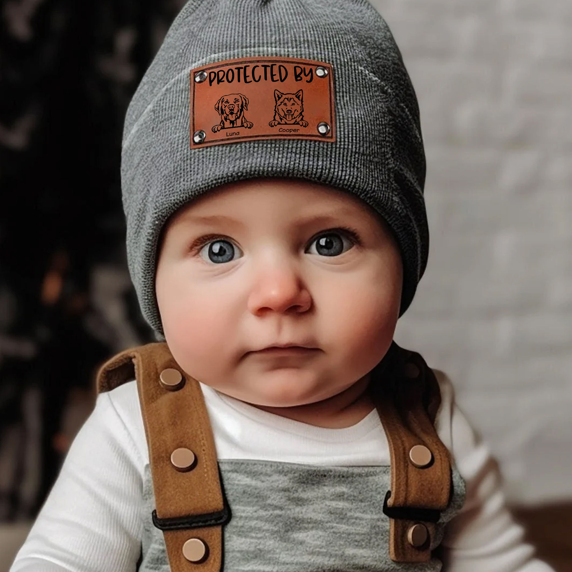 Custom Baby Beanie - Protected By Dogs - Christmas Gift For Baby, Kid ...