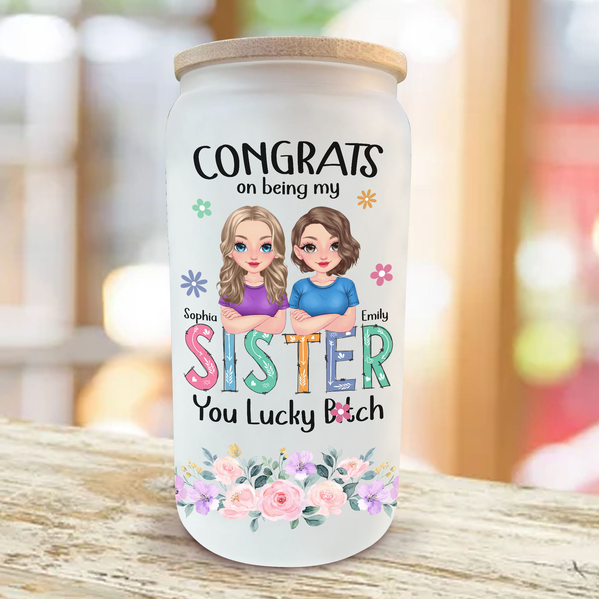 Glass tumbler - Congrats on being my Sister - Gift For Sister, Sister ...