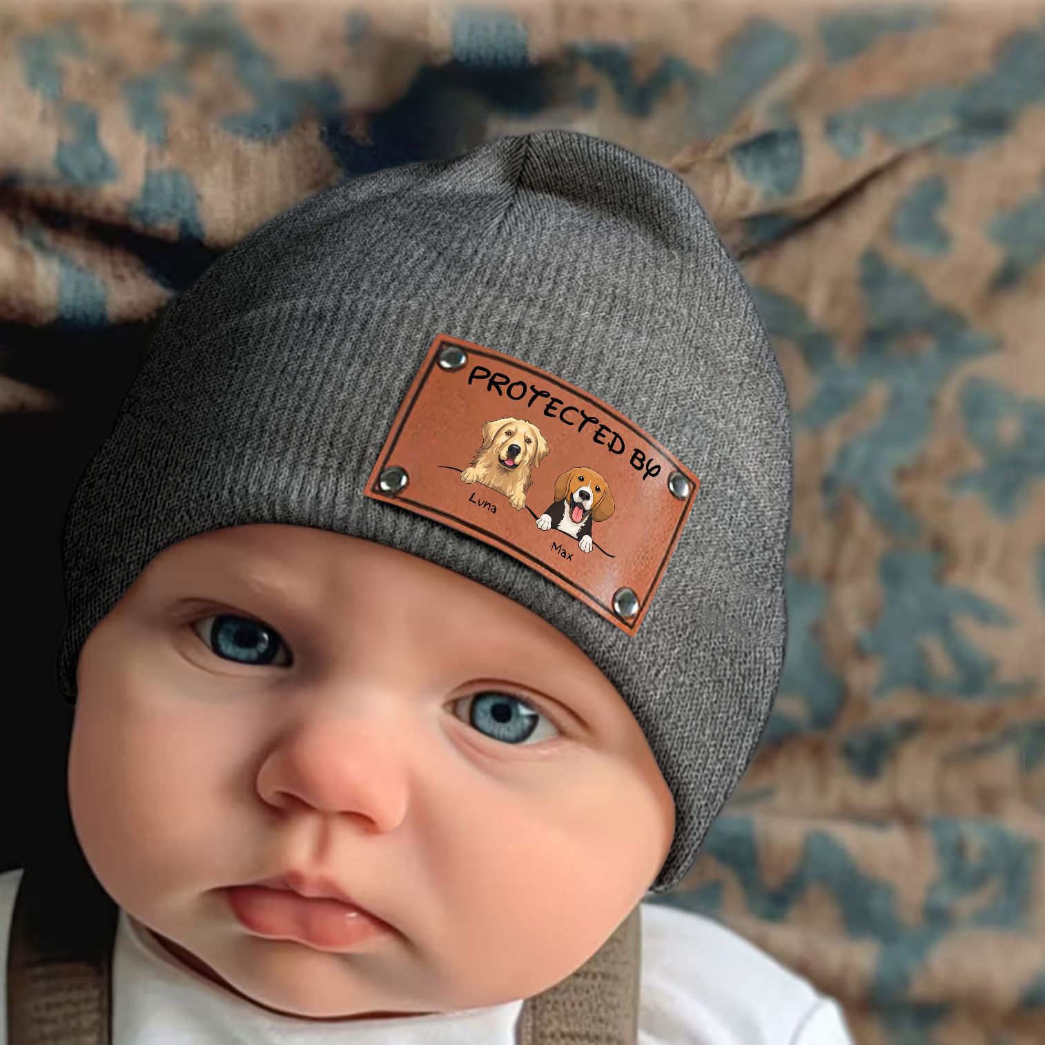 Custom Baby Beanie - Protected by - Christmas Gift For Baby, Kid ...