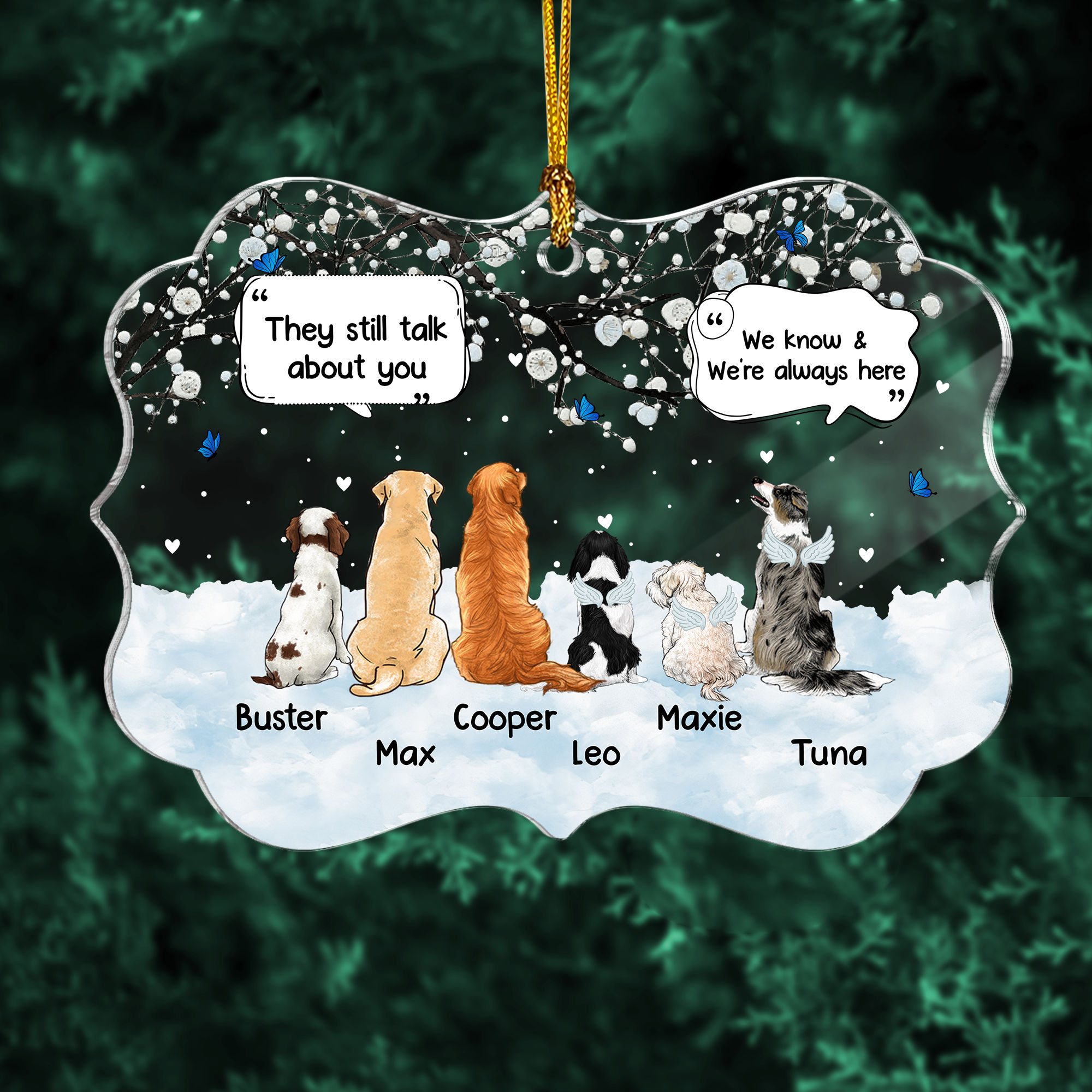 Dog Memorial Ornament - They still talk about you - We know & we're ...