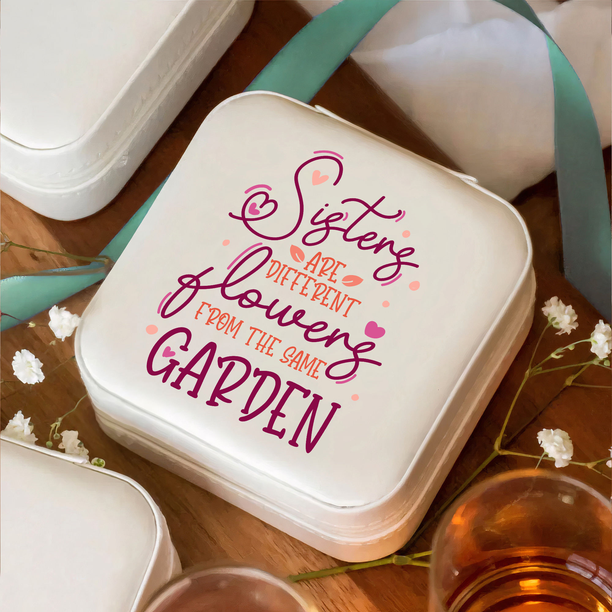 Travel Jewelry Box - Sisters are different Flowers from the same Garden ...