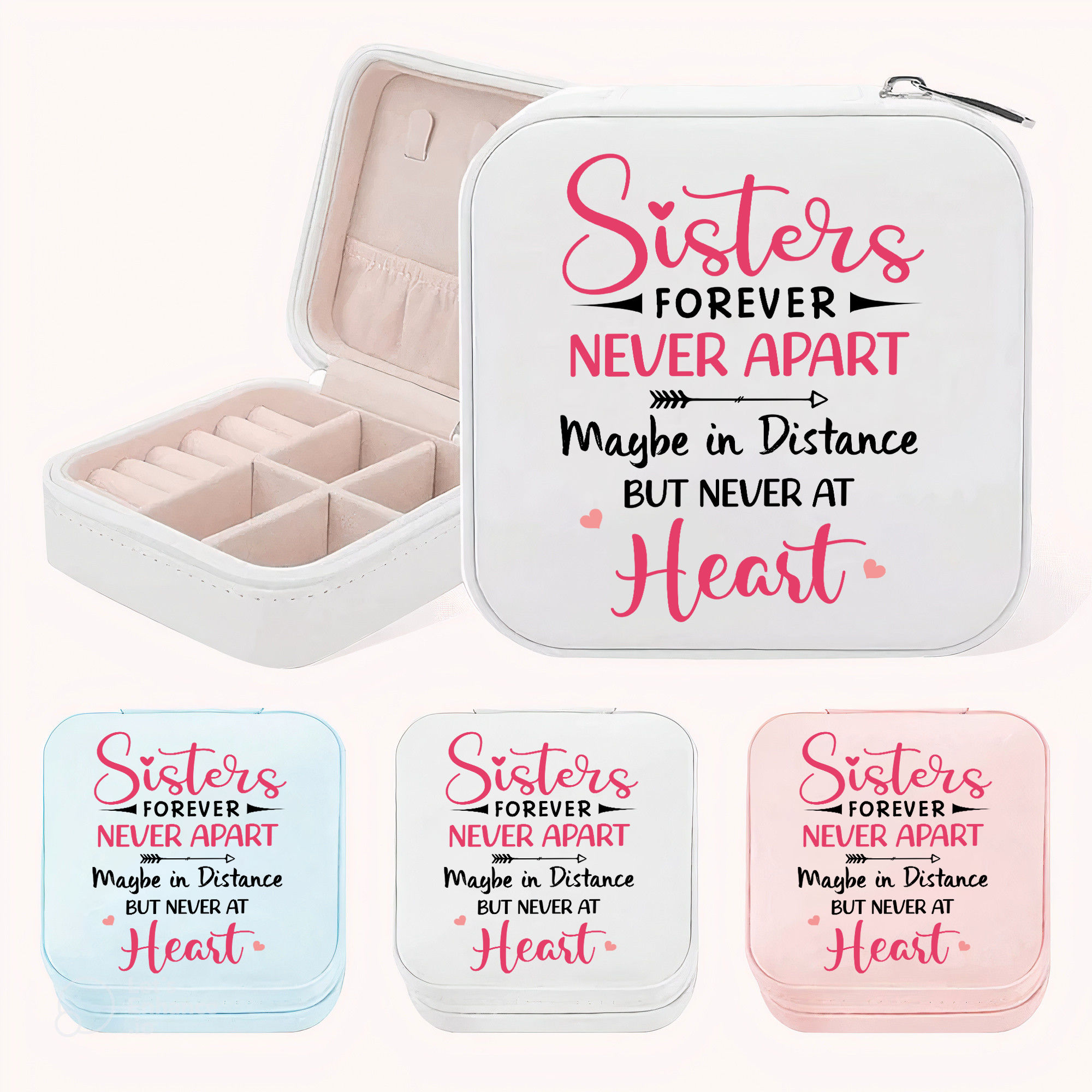 Travel Jewelry Box - Sisters Forever Never Apart Maybe in Distance But ...
