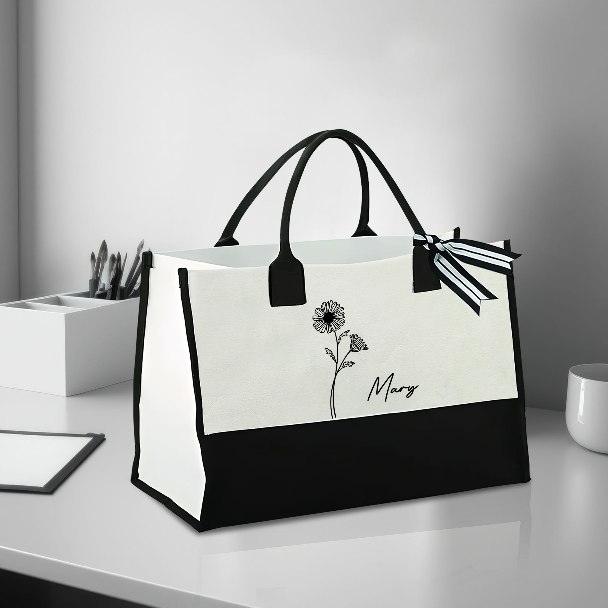 Canvas Bag - Custom Name and Flower Birthday - Gift For Women, Friend ...