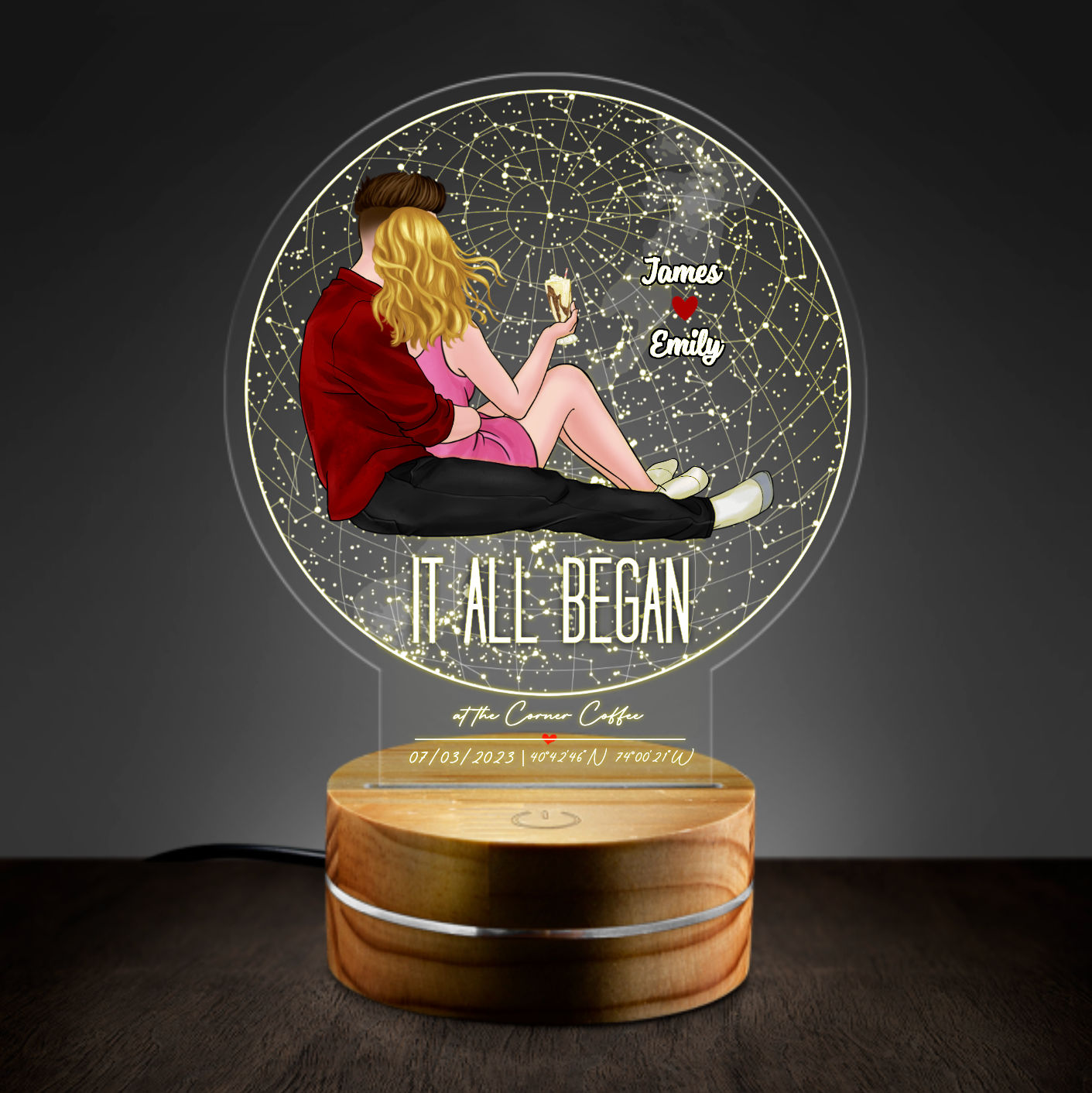 Personalized Night Light - Personalized Star Map Night Light - It All ...