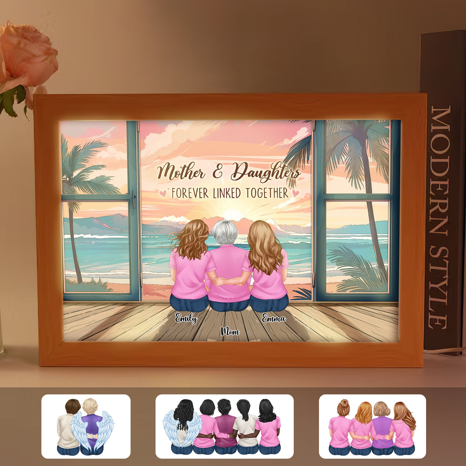 Memorial Gift - Mother & Daughters Forever Linked Together LED Light ...