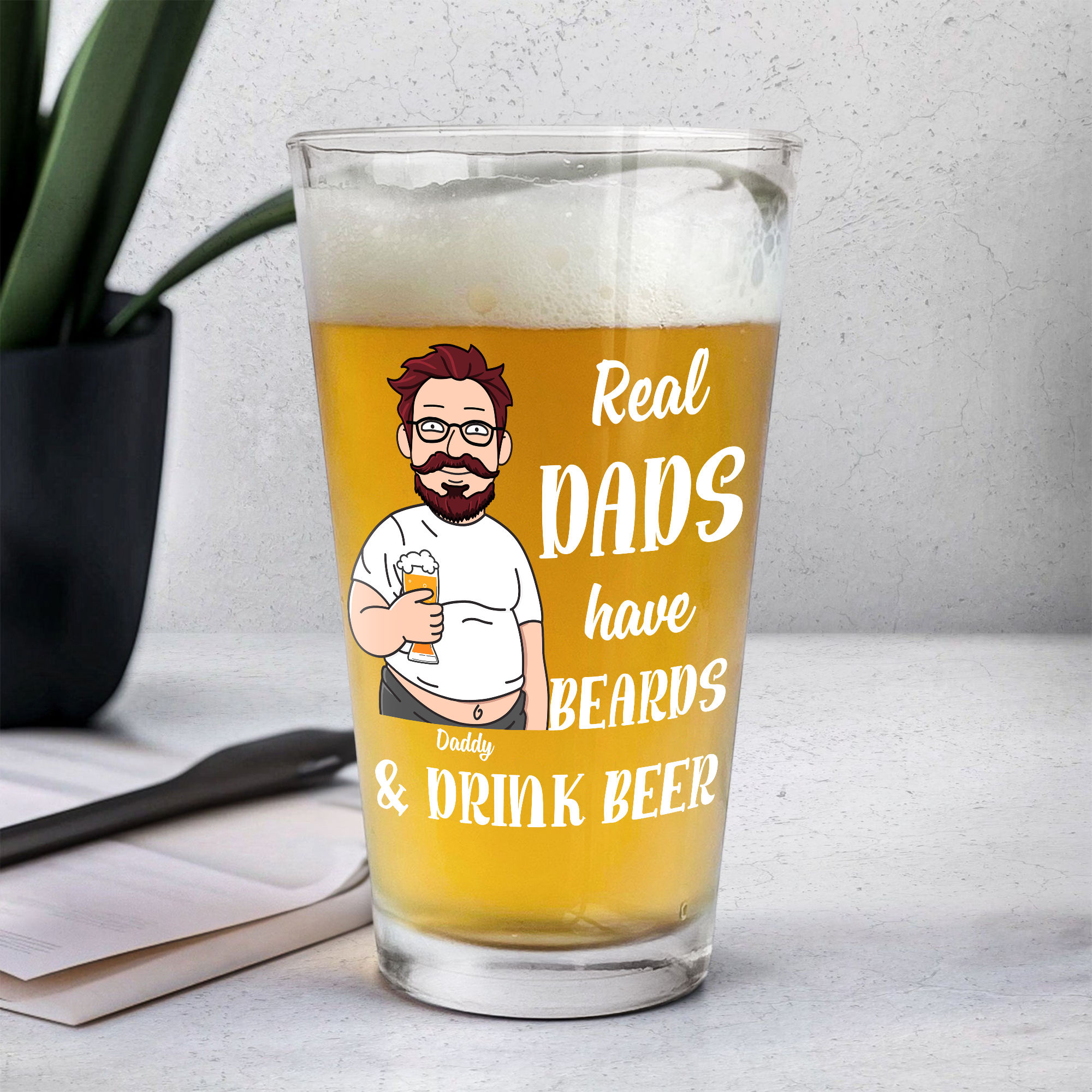 Beer Glass - Real Dad have beards and drink beer - Father's Day Gift ...