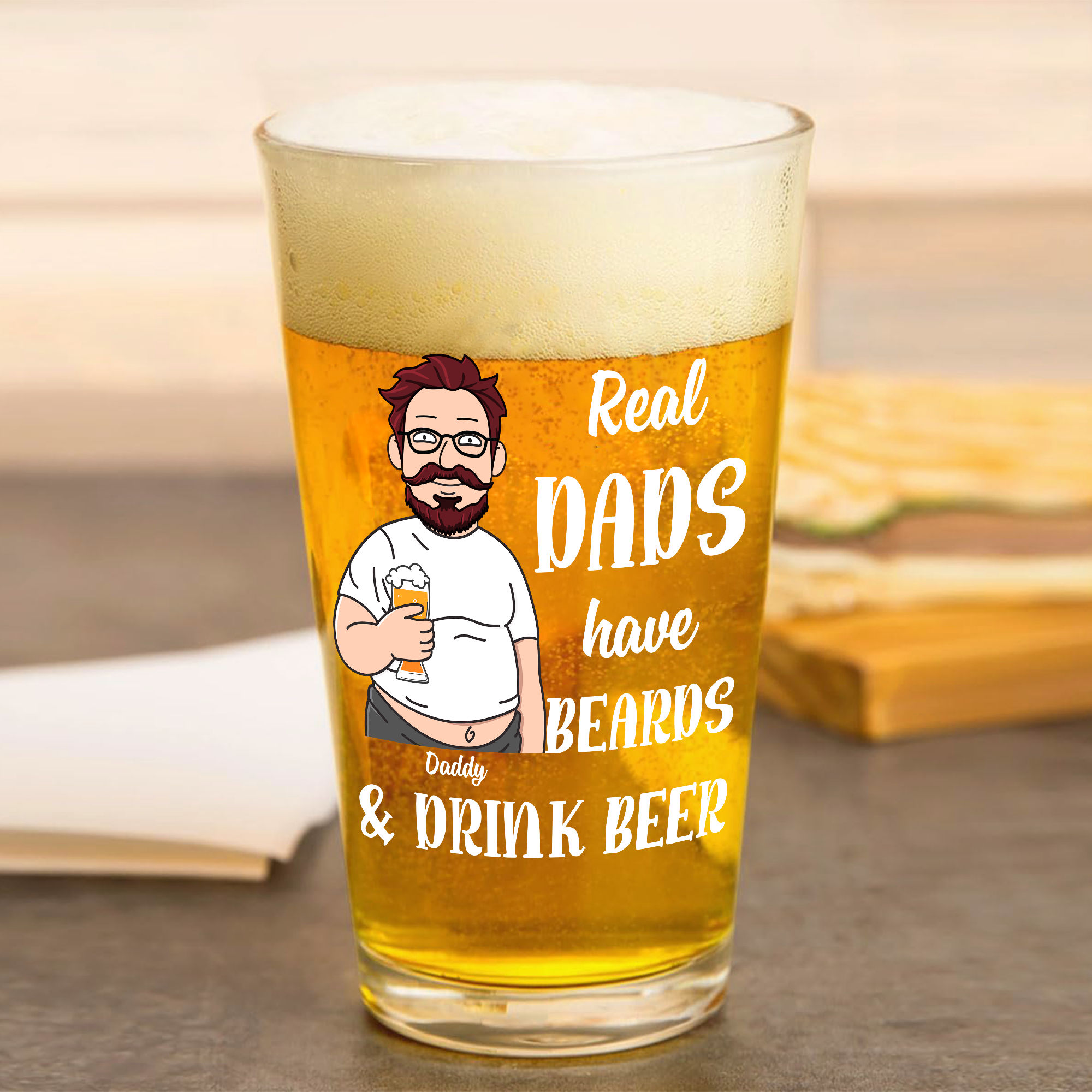 Beer Glass - Real Dad have beards and drink beer - Father's Day Gift ...